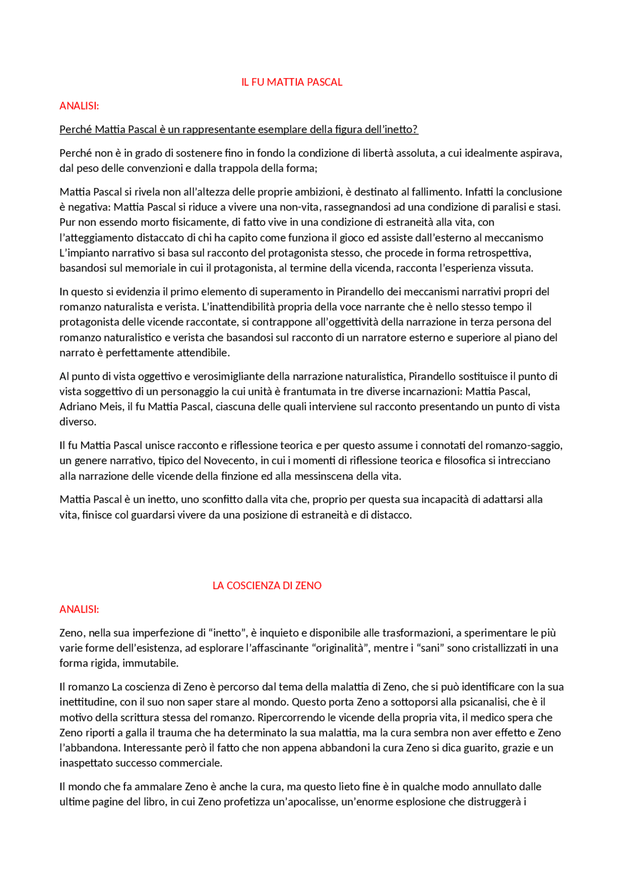 Analisi Il Fu Mattia Pascal Docsity