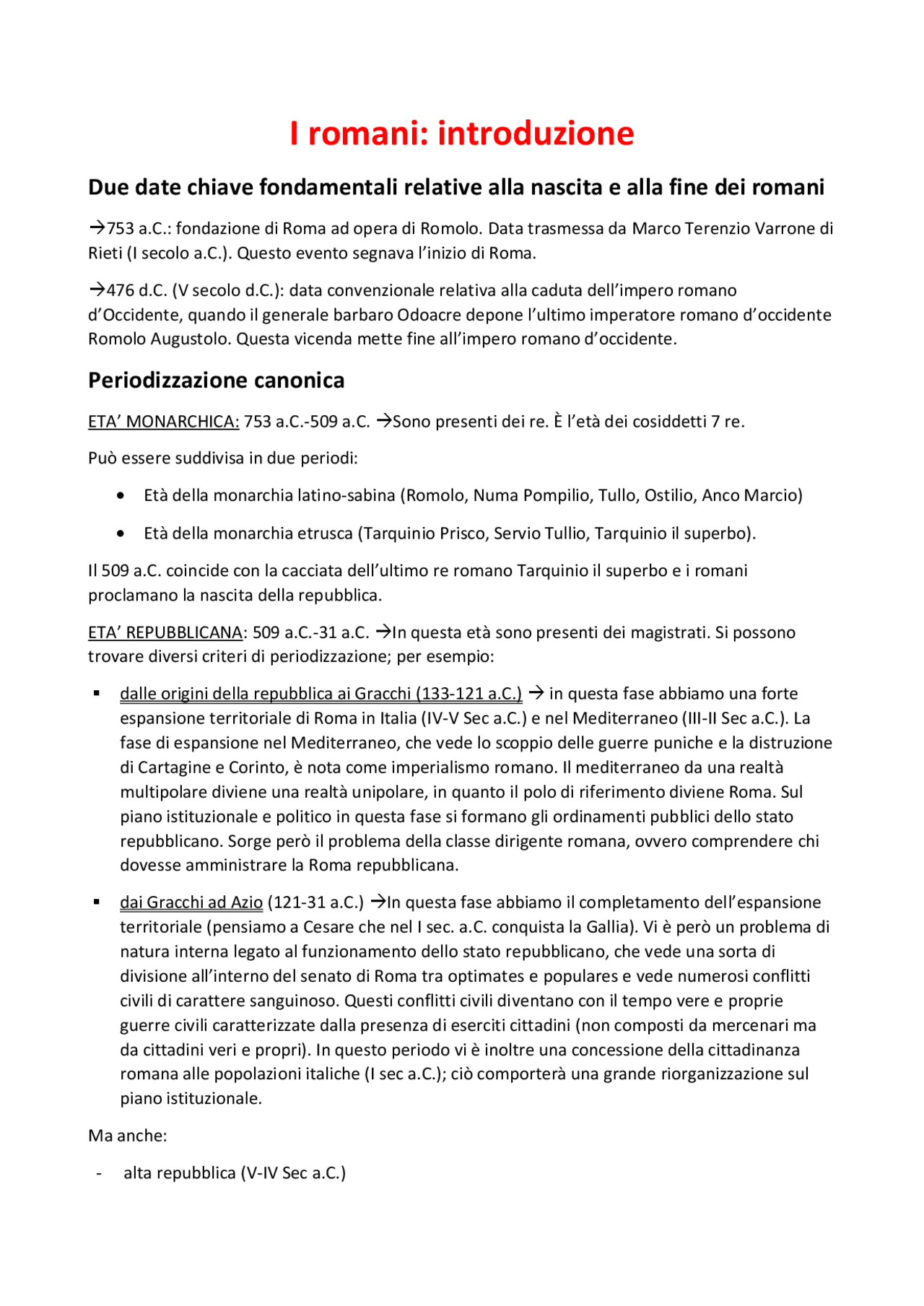 Manuale Di Storia Romana Docsity