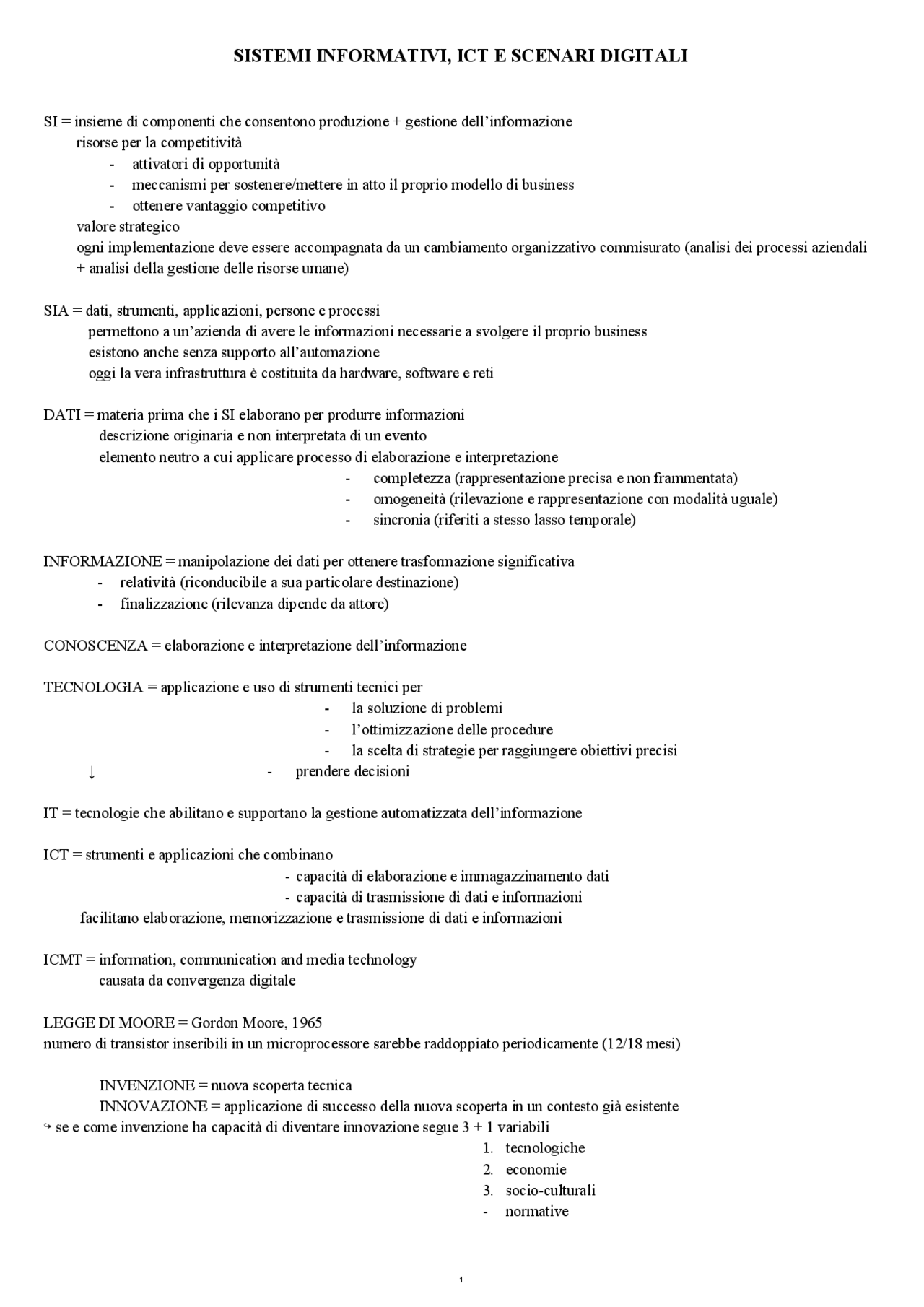 Schemi Sistemi Informativi E Trend Digitali Ict Docsity