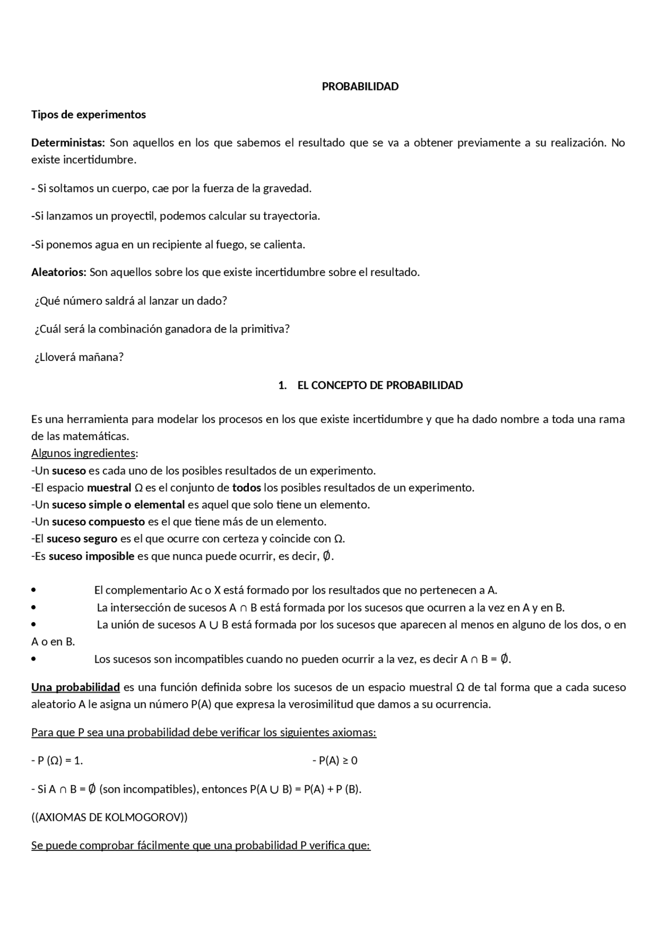 Probabilidad: Experimentos, Concepto, Condicionada, Independencia y ...