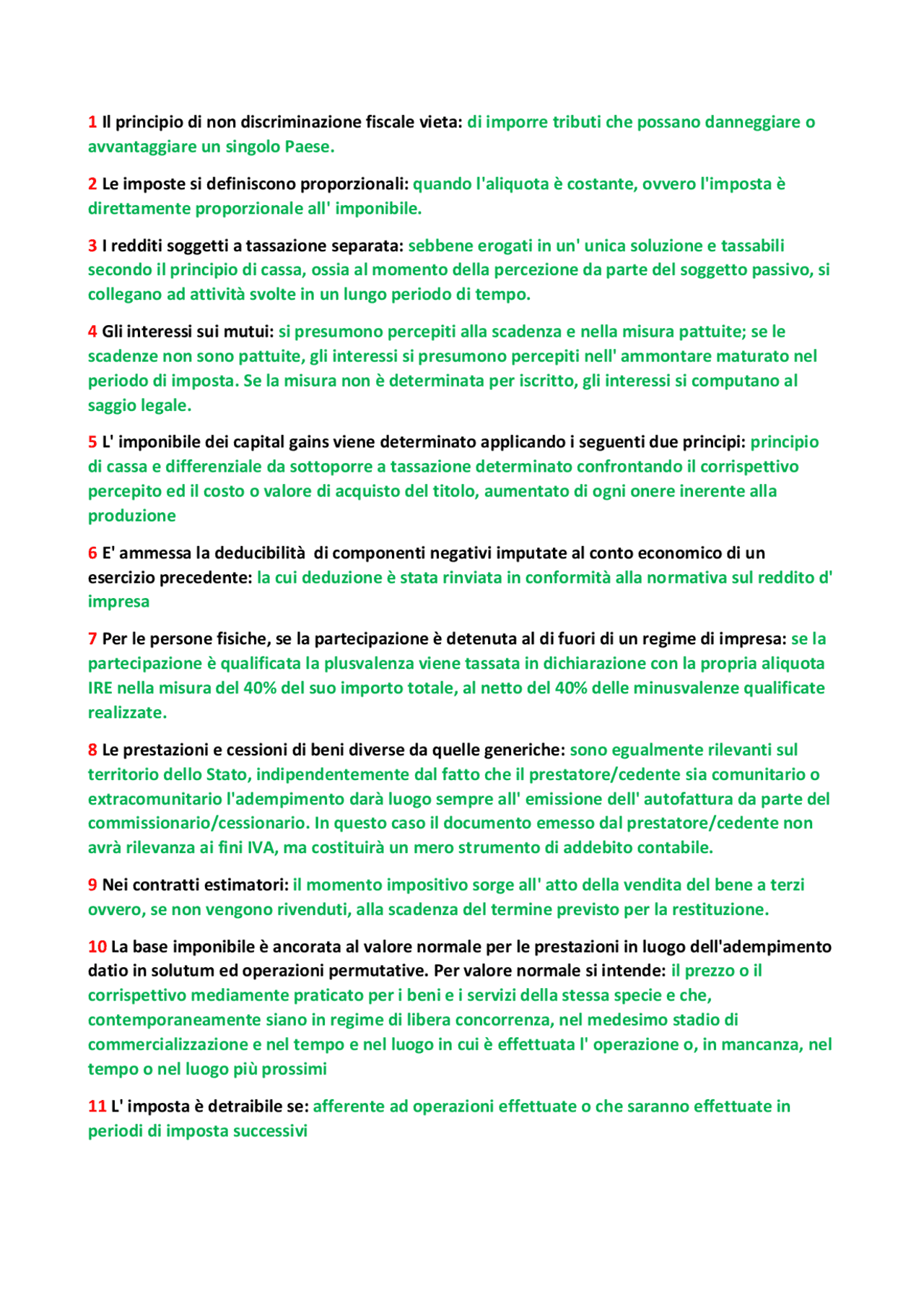 Diritto tributario domande e risposte - Docsity