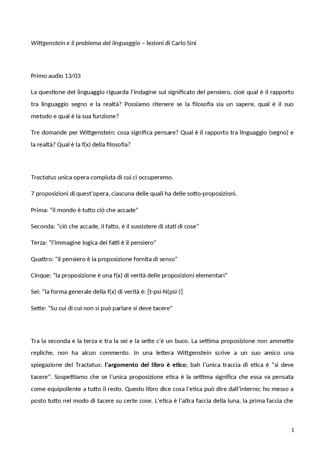 Prime Cinque Lezioni Di Carlo Sini Sul Problema Del Linguaggio In