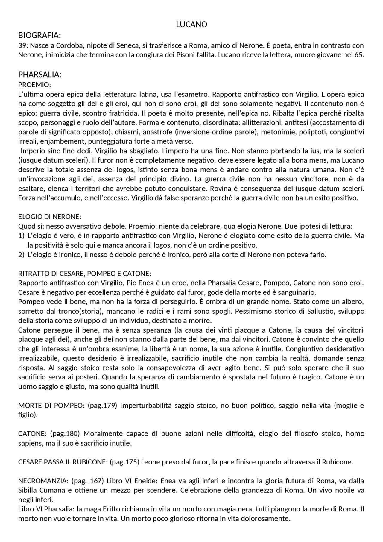Ripasso Lucano Per Maturità Docsity