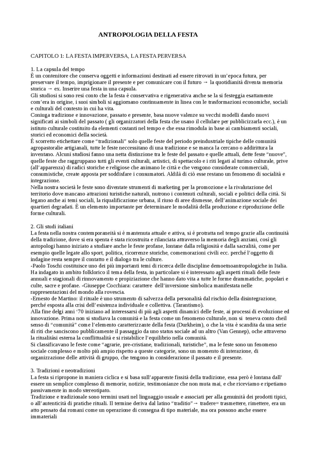 Antropologia culturale con la professoressa Laura Bonato - Docsity