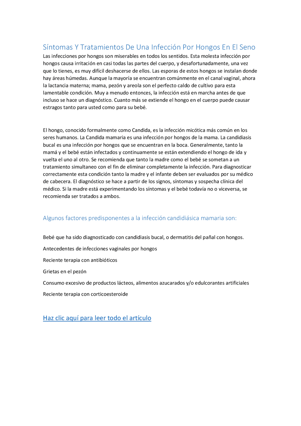 Síntomas Y Tratamientos De Una Infección Por Hongos En El Seno - Docsity