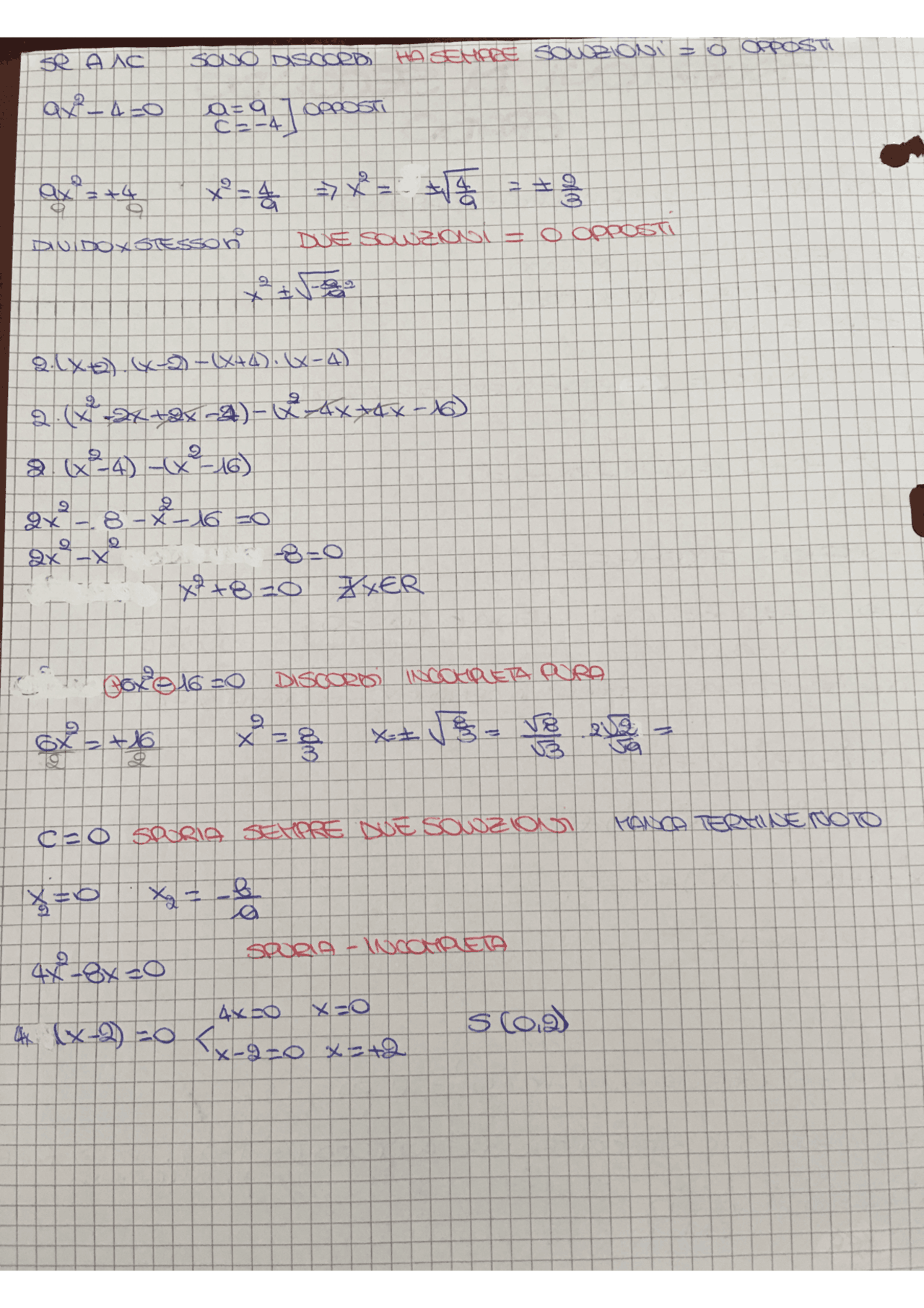 Equazioni Di 2ndo Grado 2 Appunti Classi 1 2 Liceopdf Docsity
