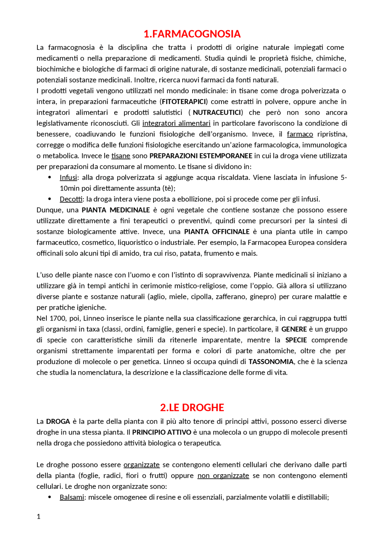 Appunti Di Farmacognosia Docsity