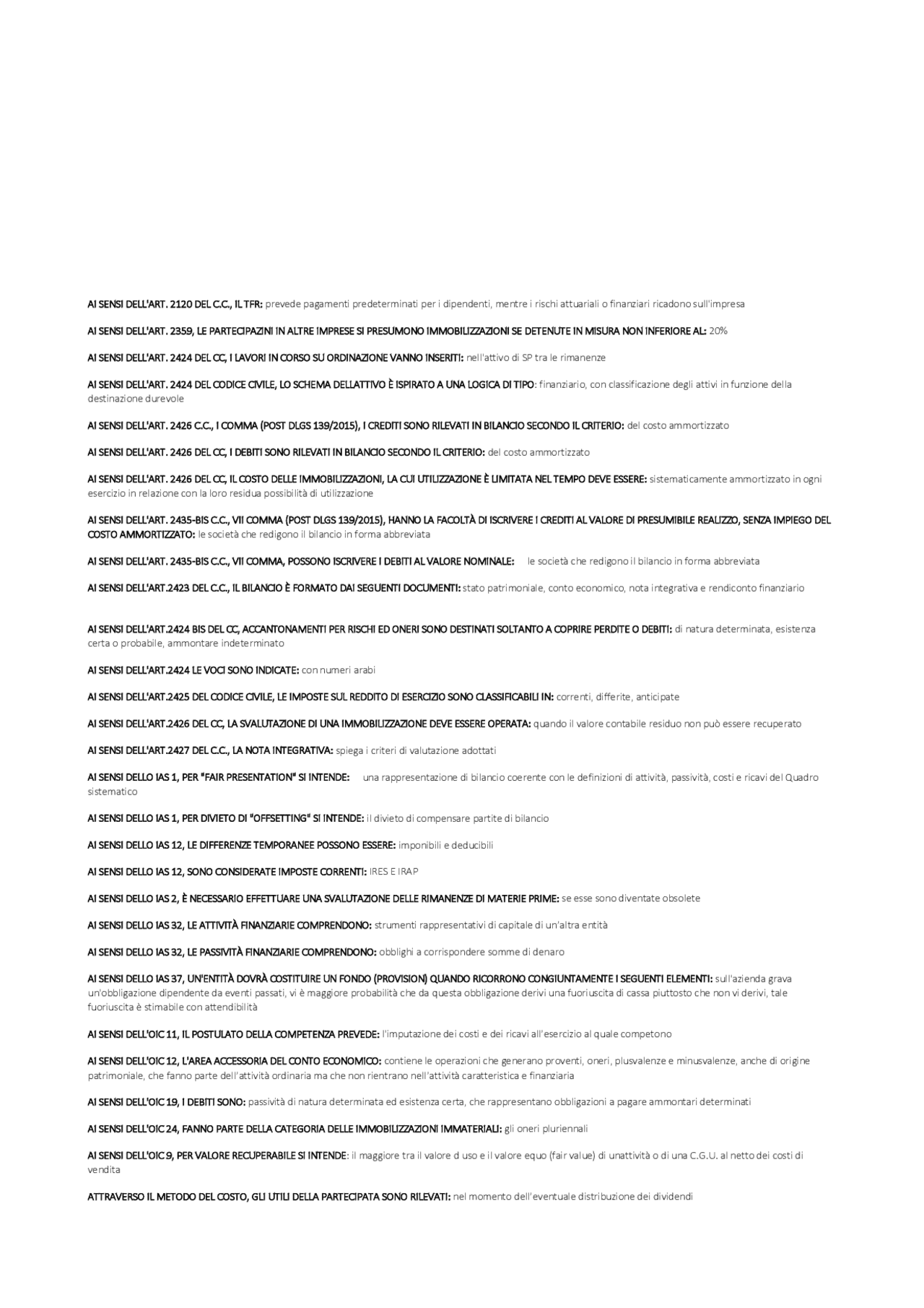 Test Principi Contabili Docsity