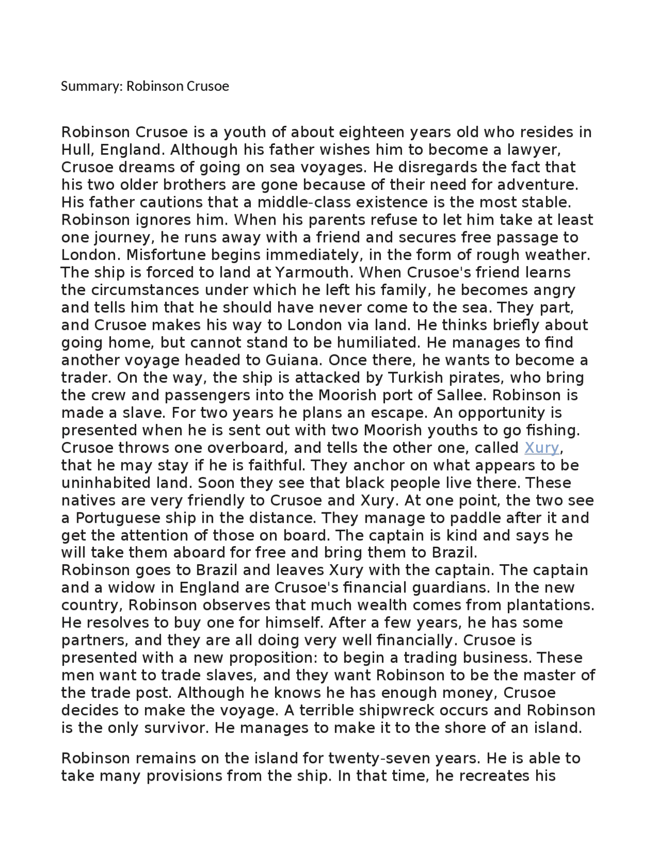 Robinson Crusoe The Real Story Docsity