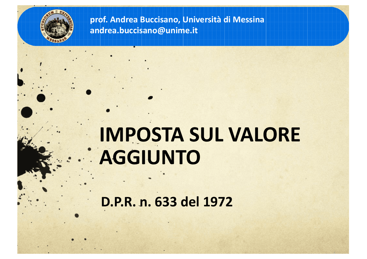 Iva Diritto Tributario Docsity