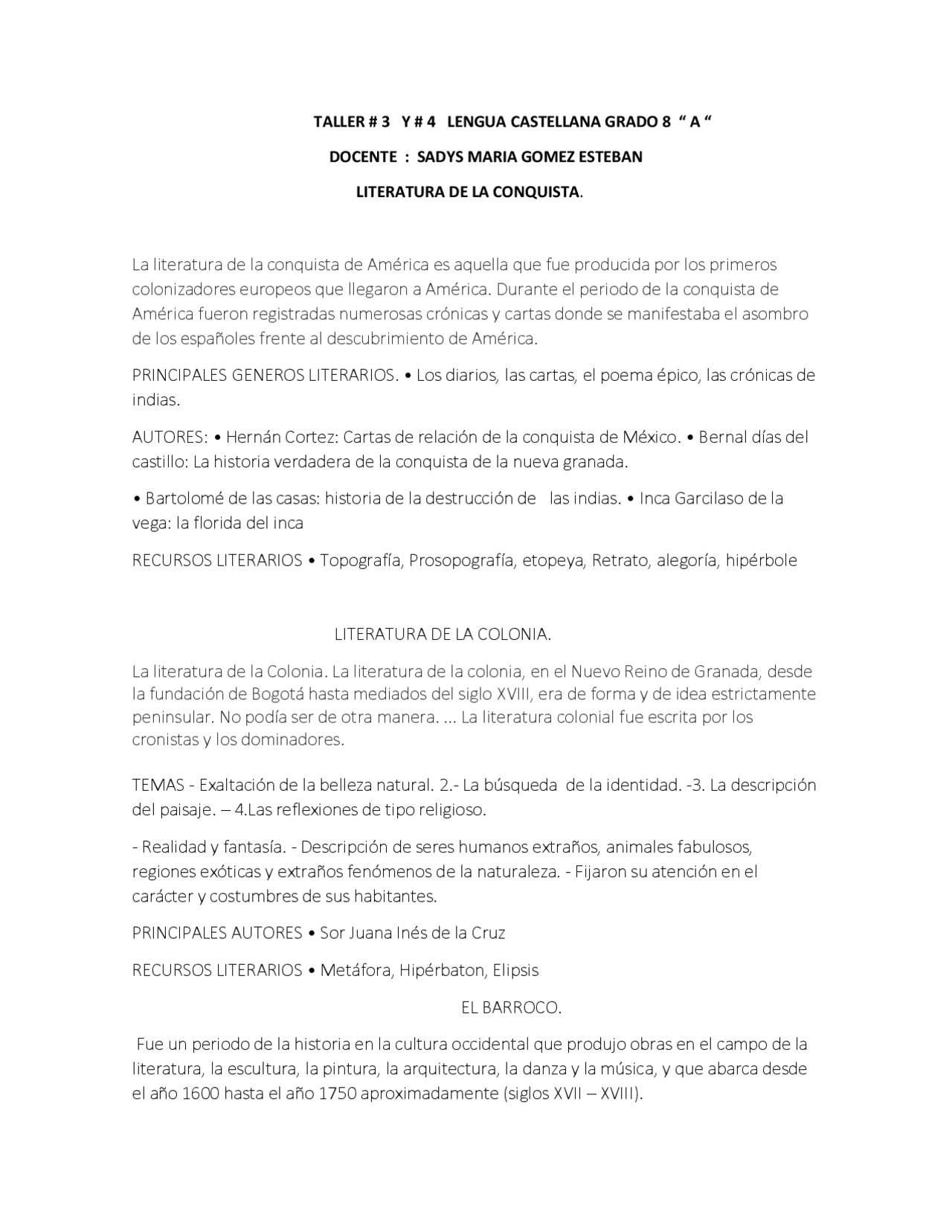 Literatura de la conquista - Docsity