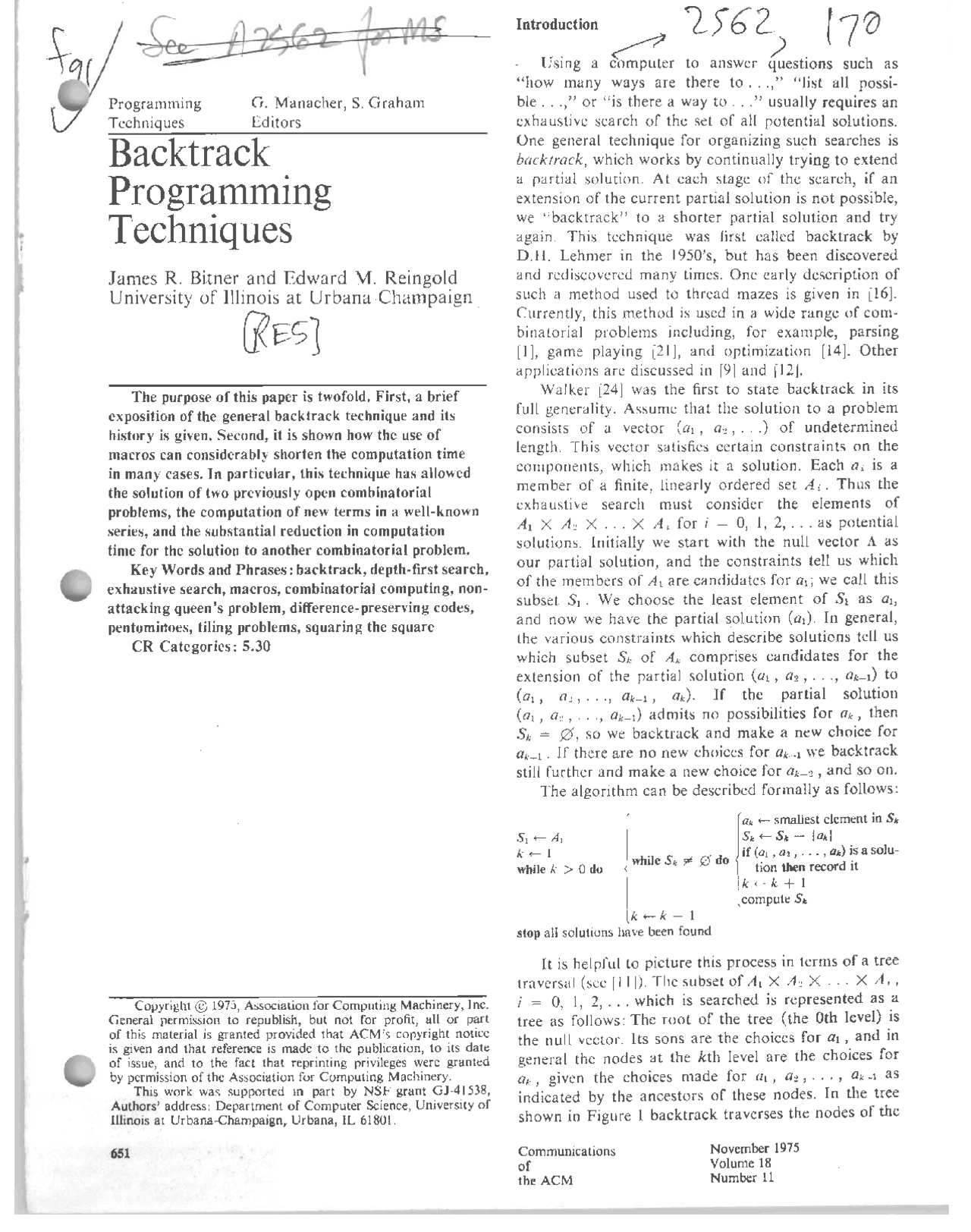 backtrack programming techniques | Manuais, Projetos, Pesquisas Algoritmos | Docsity