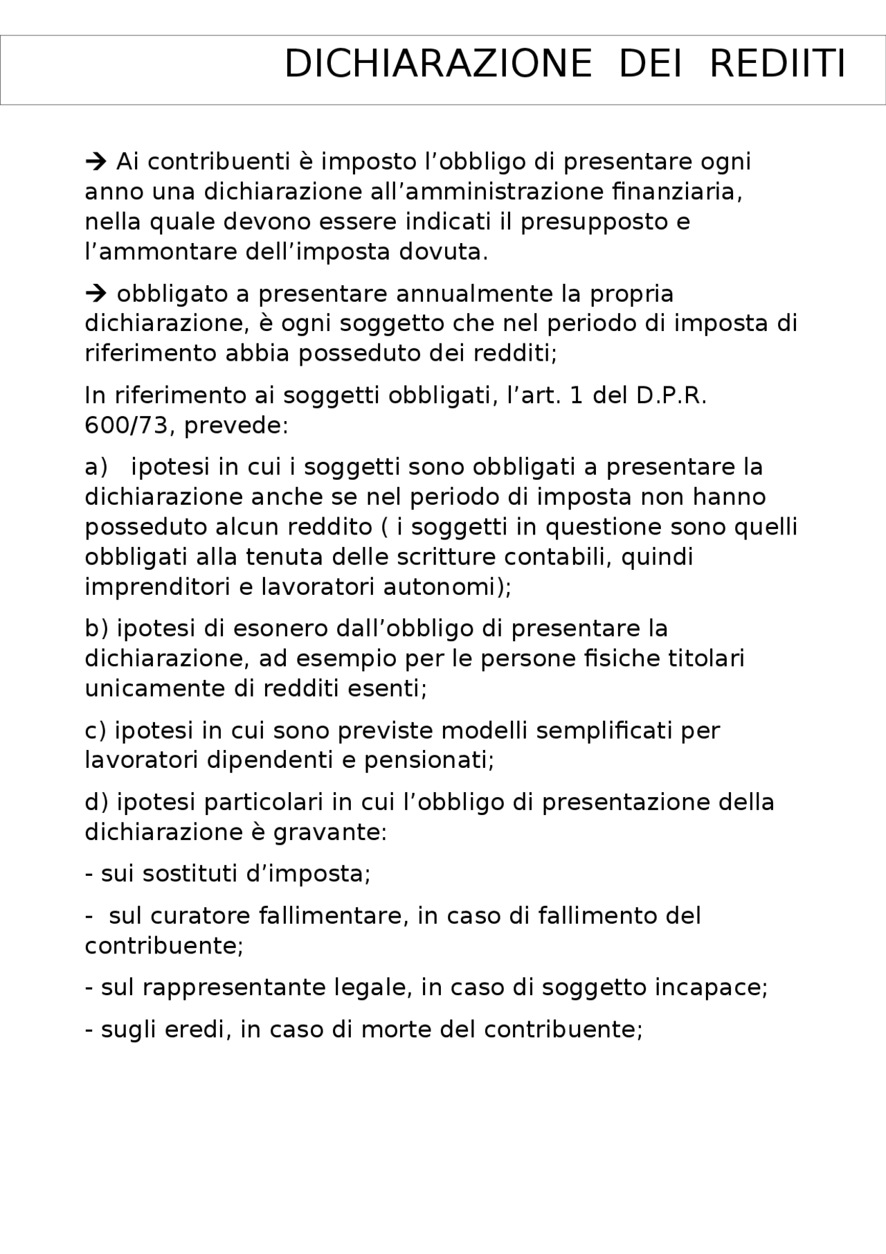 Riassunto Di Diritto Tributario Docsity