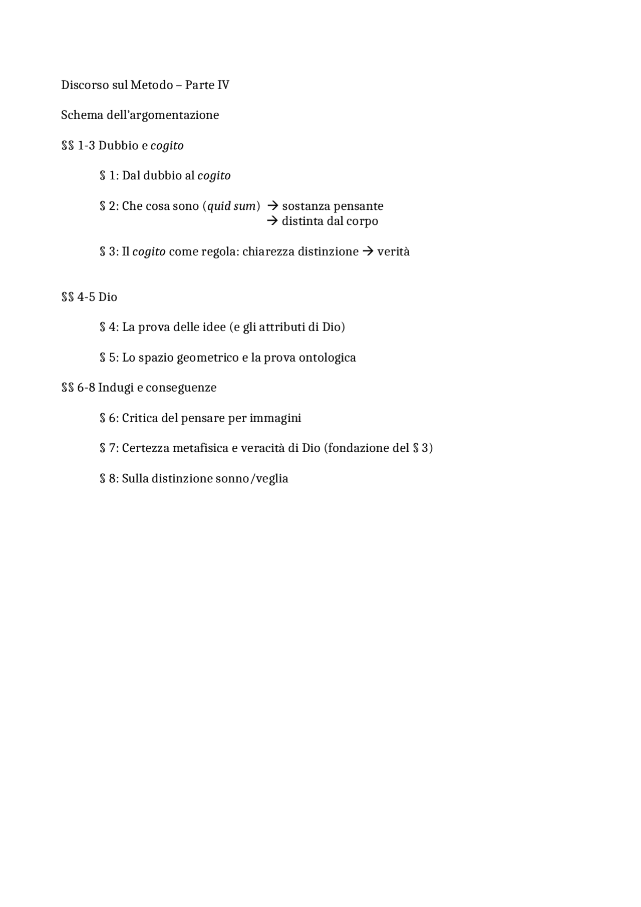 Discorso Sul Metodo Parte Iv Docsity