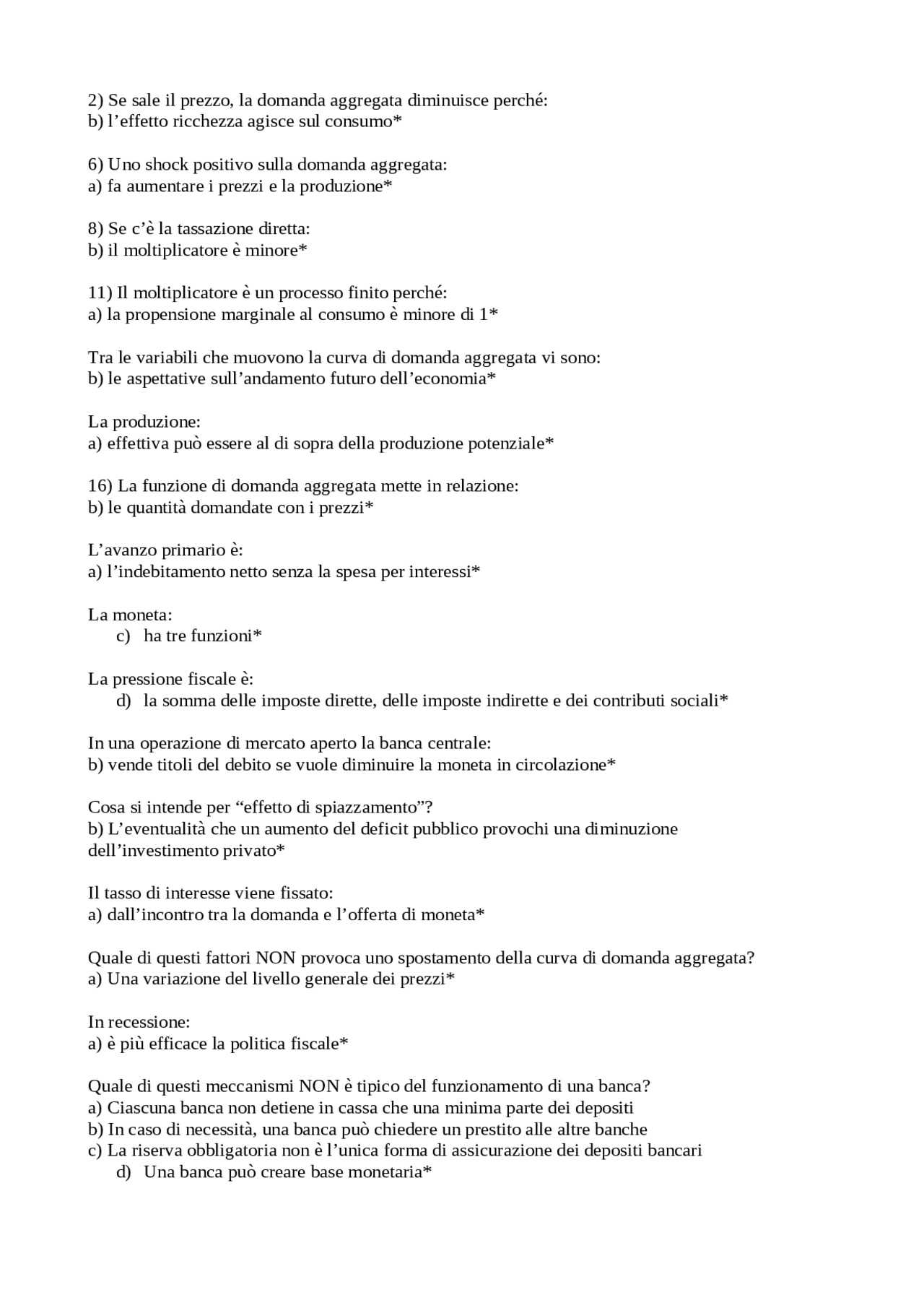 Domande secondo parziale MACRO - Docsity