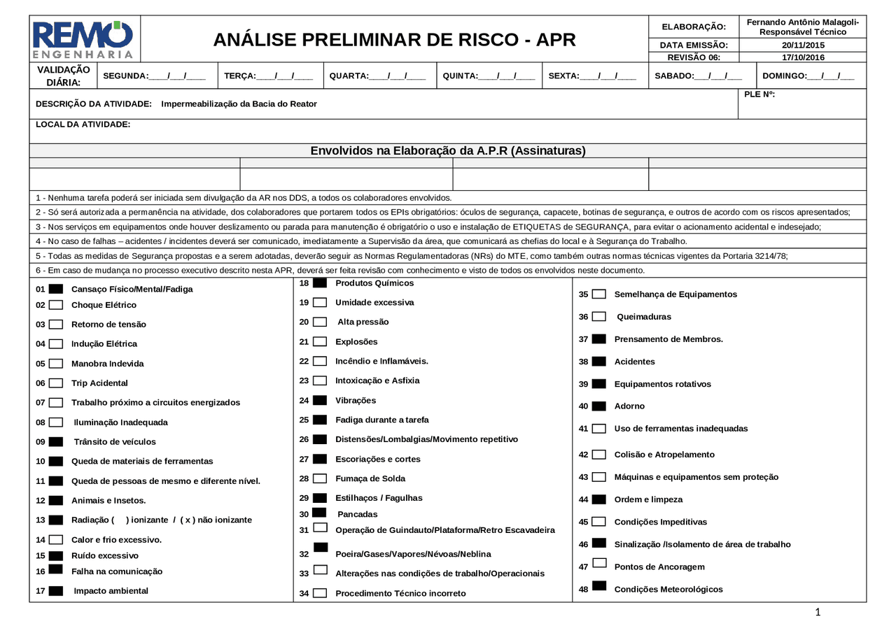 Apr AnÁlise Preliminar De Riscos Docsity