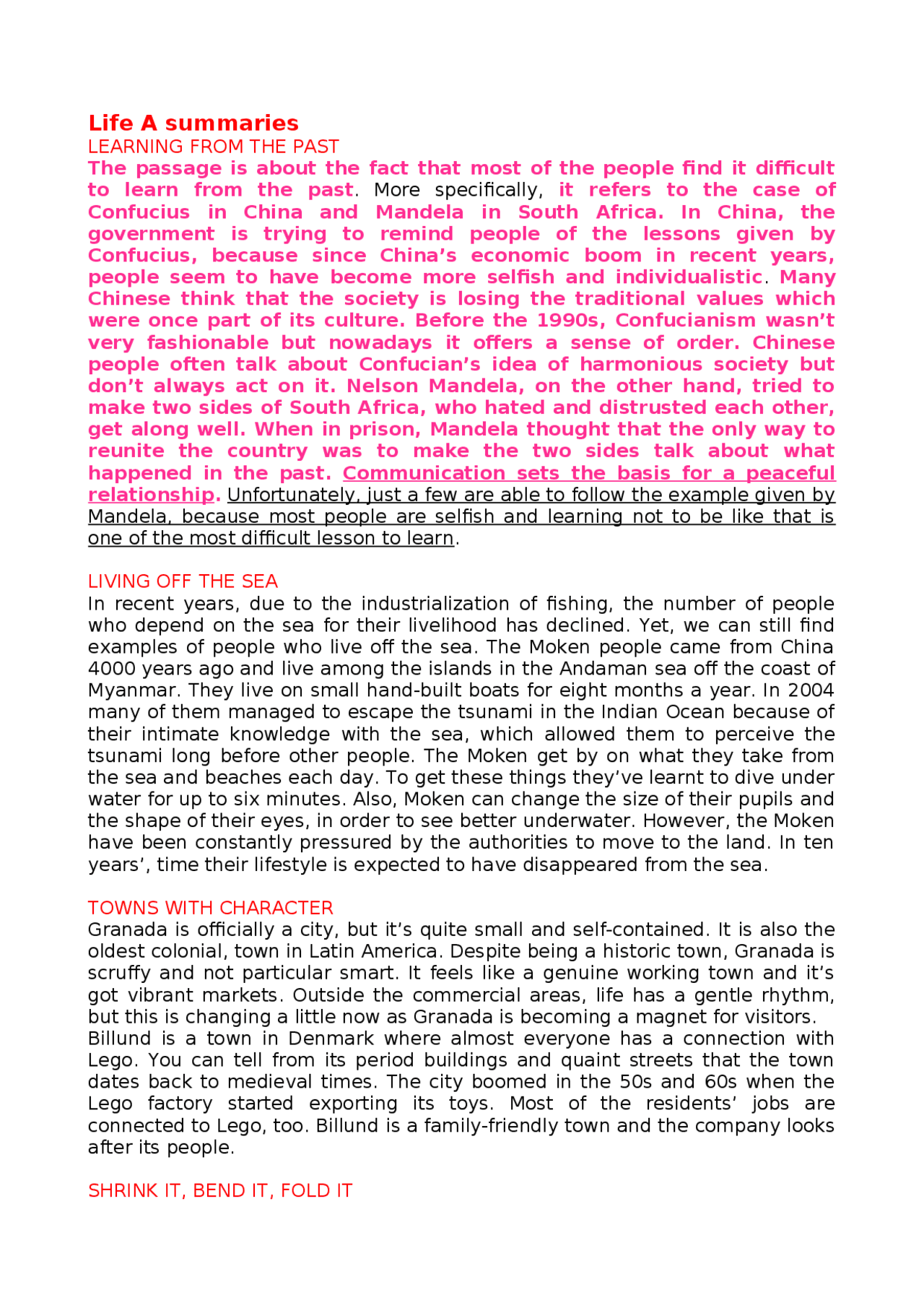 English Oral Exam Life And Reading Between The Lines Docsity