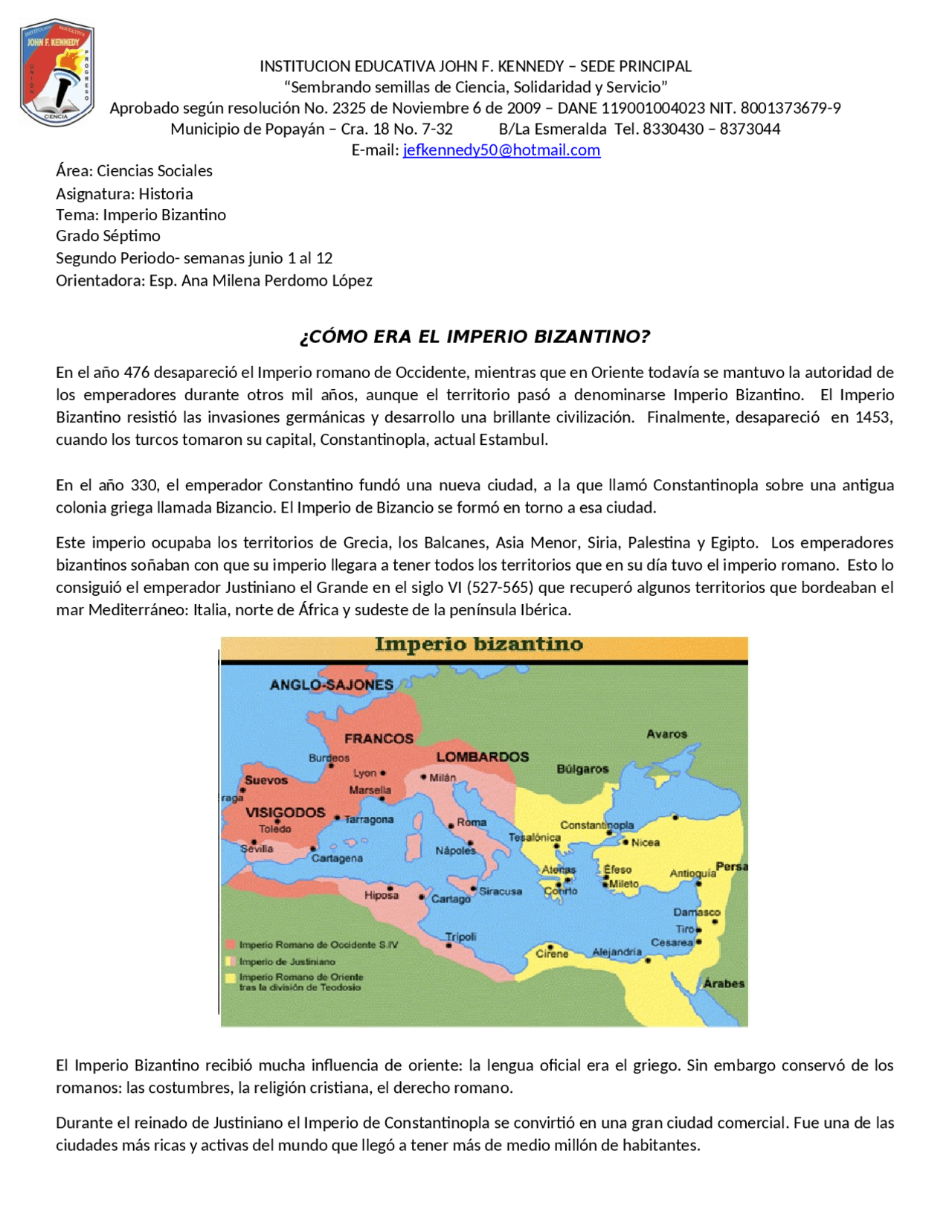 Imperio Bizantino 2020 año lectivo - Docsity