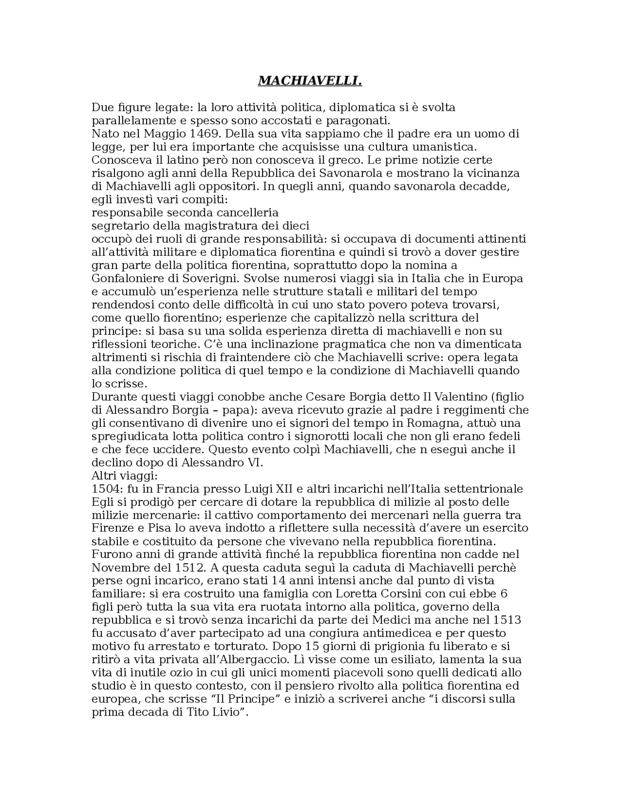 Niccolò Machiavelli Docsity