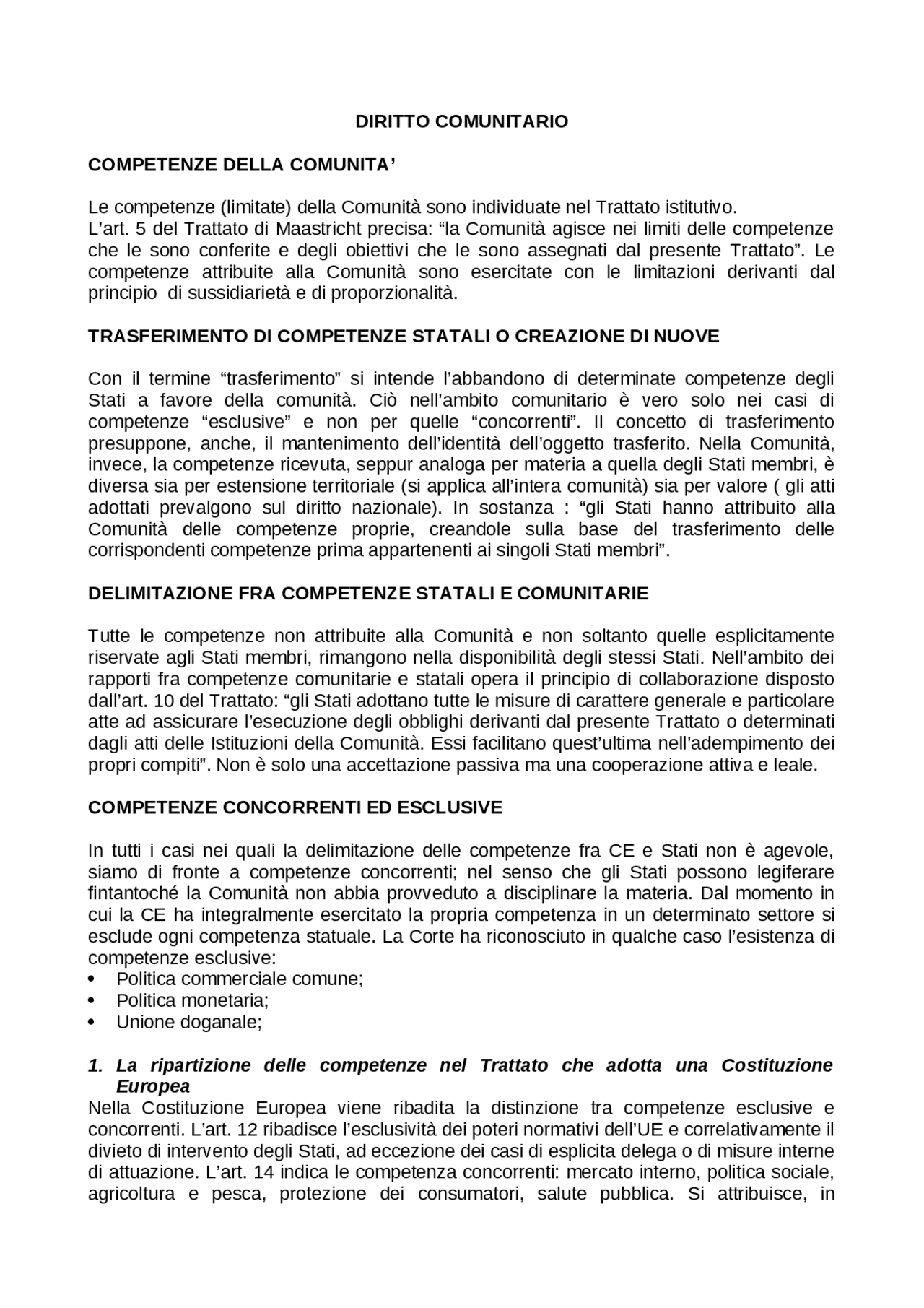 Elementi Di Diritto Comunitario Docsity