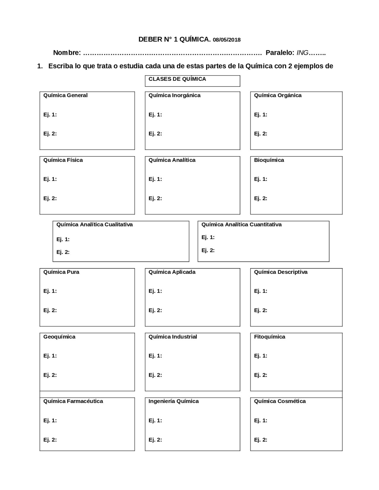 Ejercicios Varios Chemical - Docsity