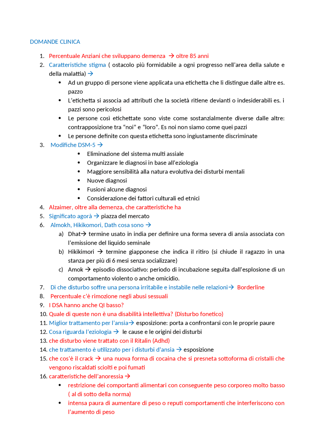 Domande Prova Di Esame Clinica Docsity