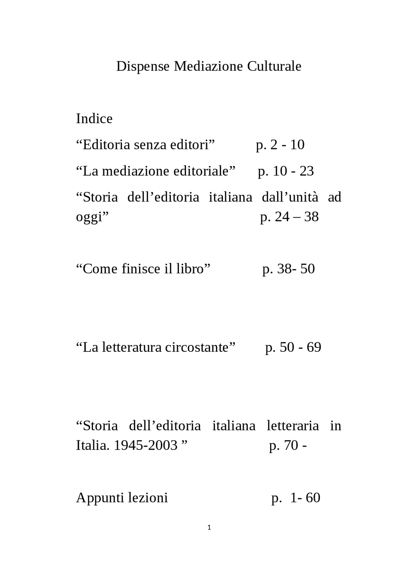 Dispense Mediazione culturale e cultura letteraria - Prof. Maria ...