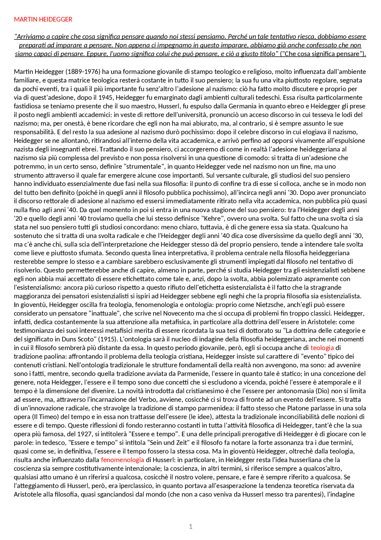 Vita E Opere Di Heidegger Docsity