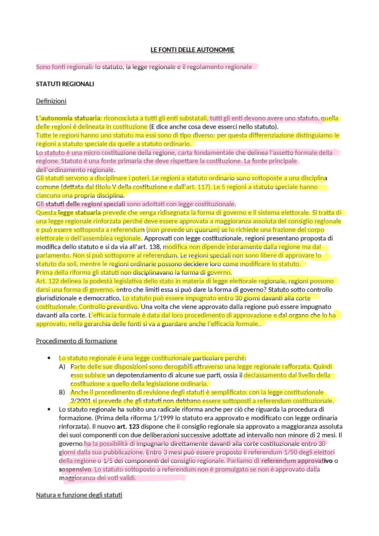 Le Fonti Delle Autonomie Prof Lupo Luiss Docsity