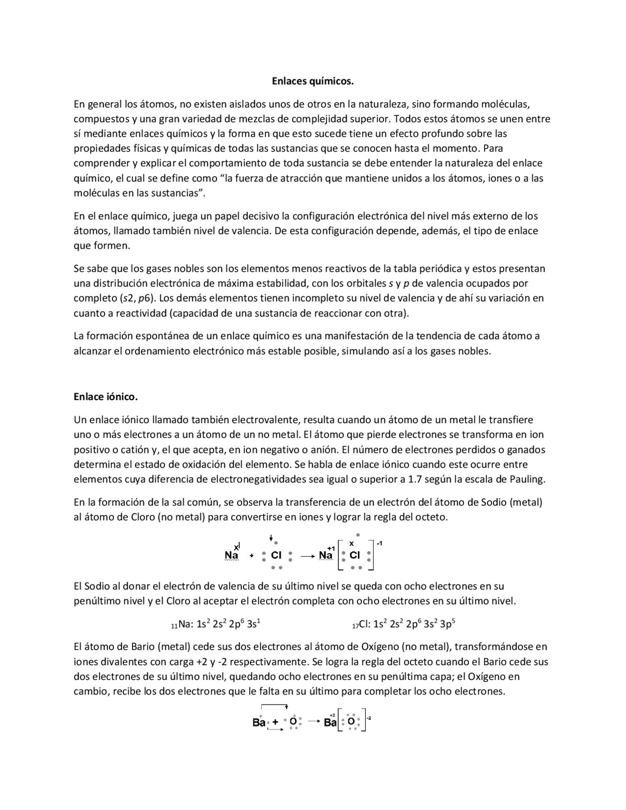 Apuntes Enlaces Químicos Docsity