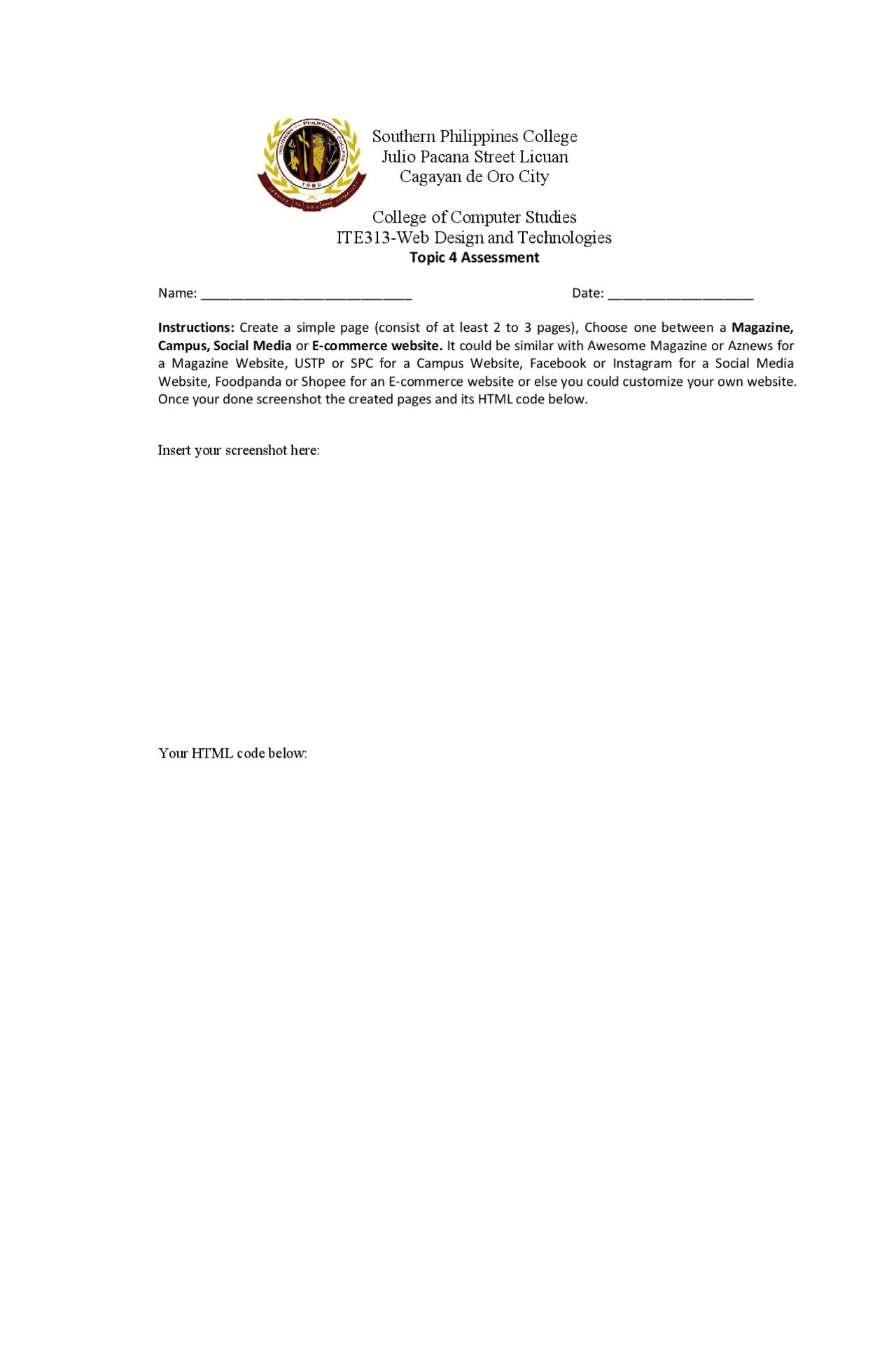 Activity In Web System And Development Docsity