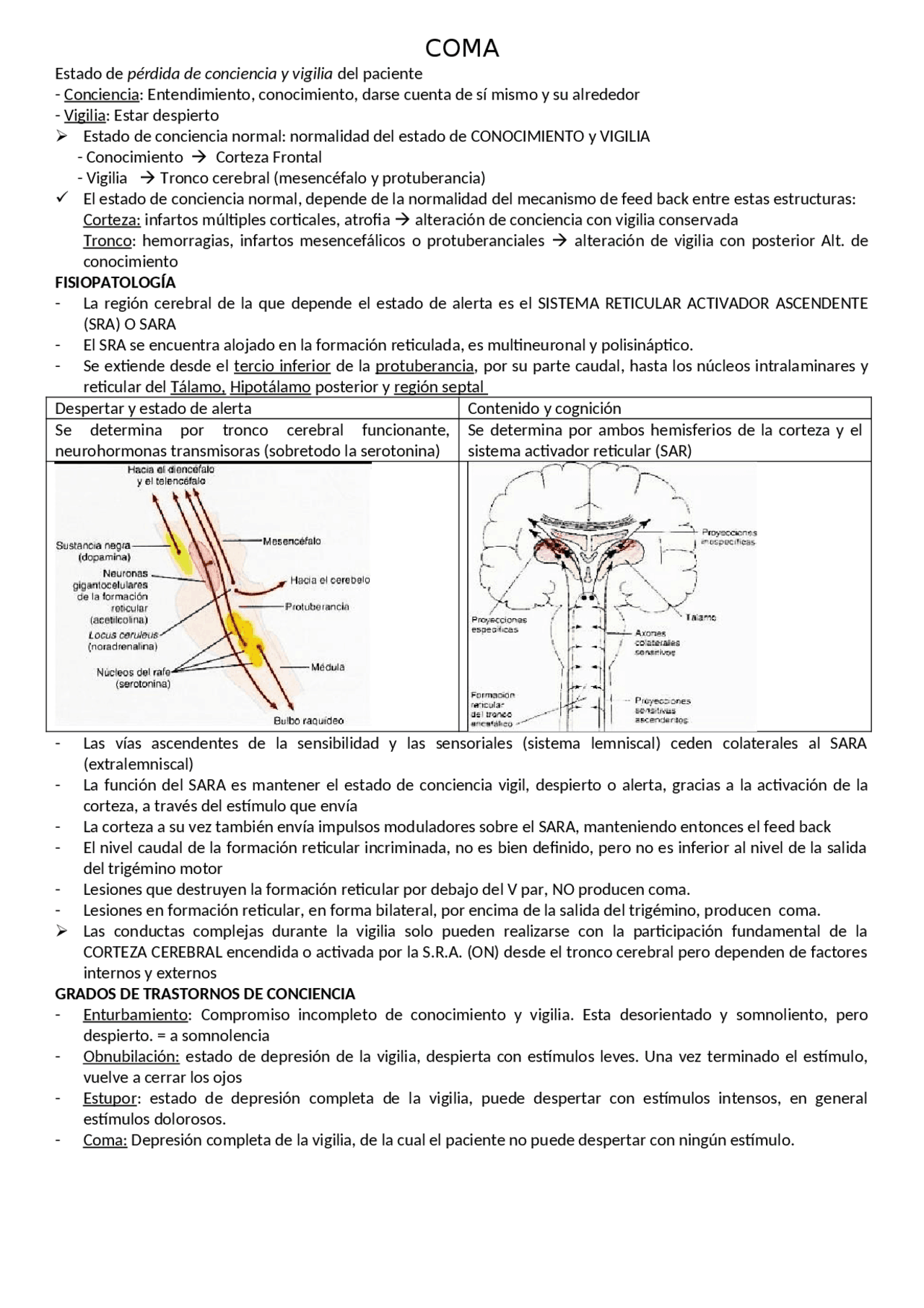 Estado de coma - COMA - Docsity