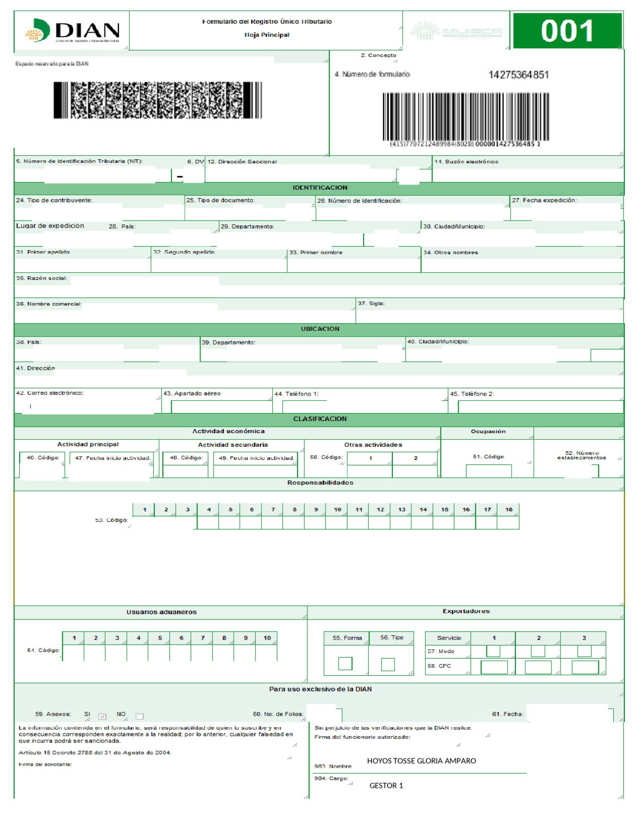 Formato Rut para diligenciar - Docsity