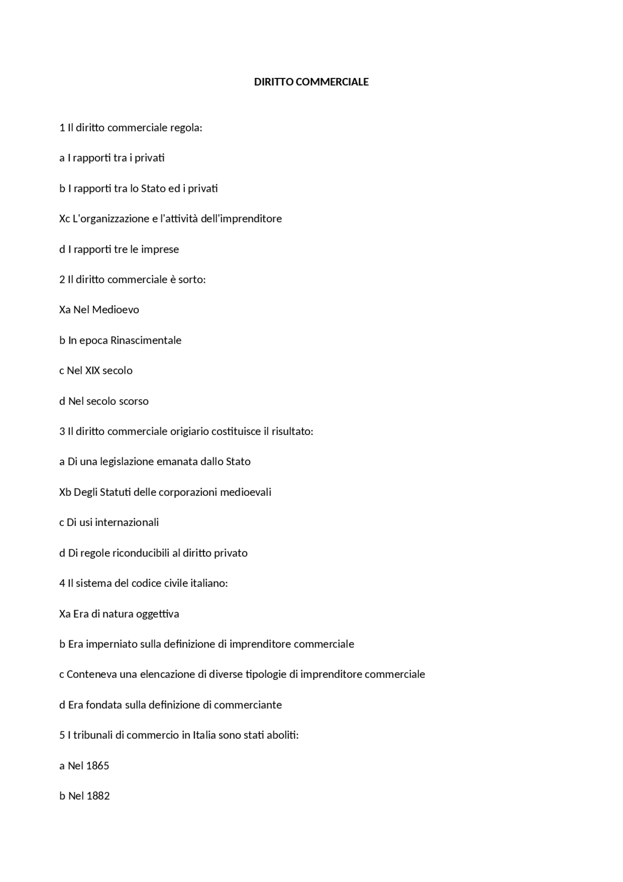 Prove Desame Diritto Commerciale Mercatorum Prove Desame Di Diritto