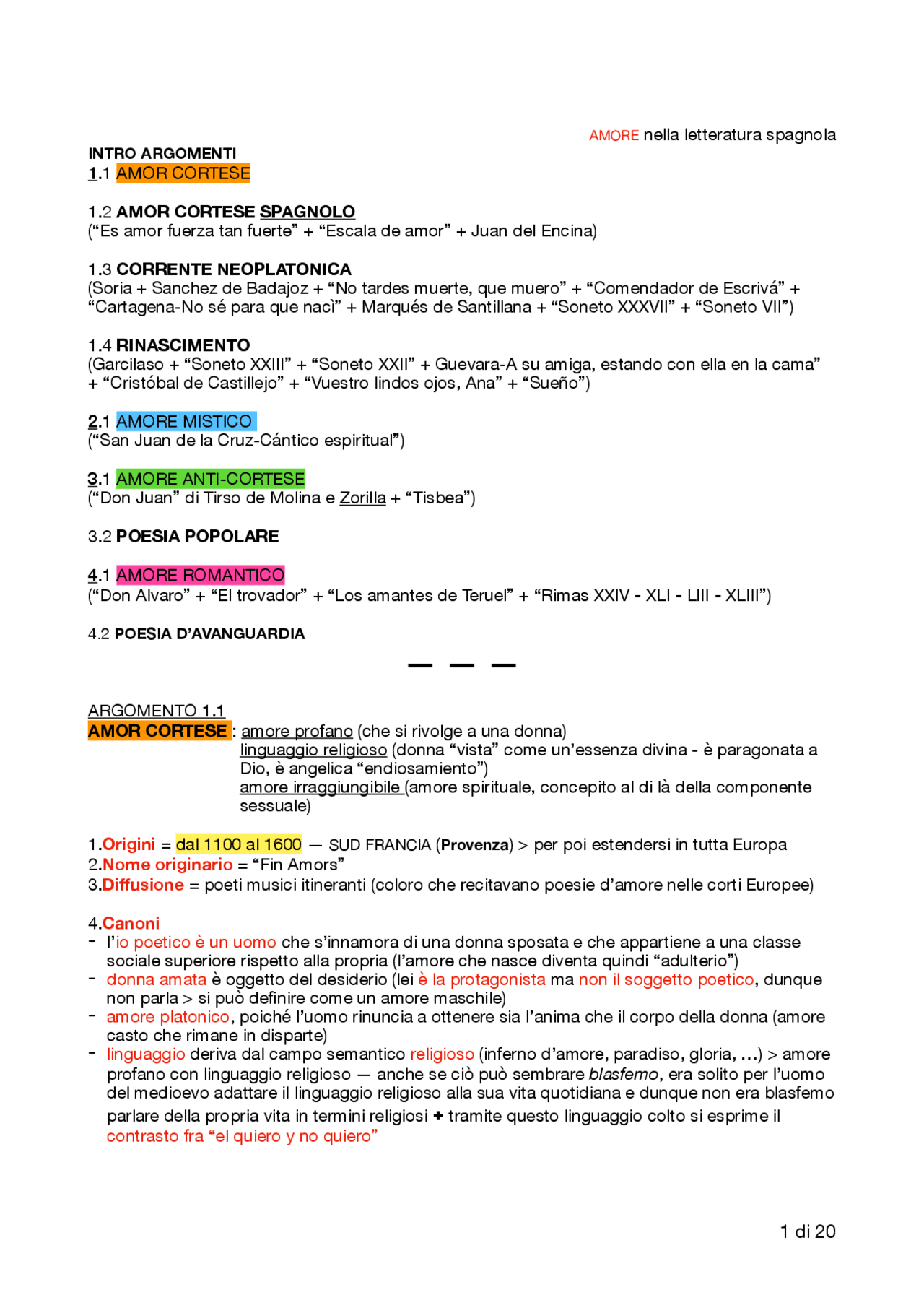 Esame Completo Letteratura Spagnola Iulm Assumma Docsity