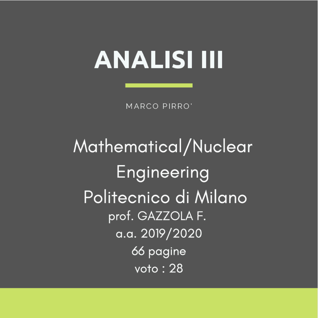 Appunti + esercizi di Analisi 3, prof. Filippo Gazzola, 2018/2019, Ing. Matematica /Nuclear ...