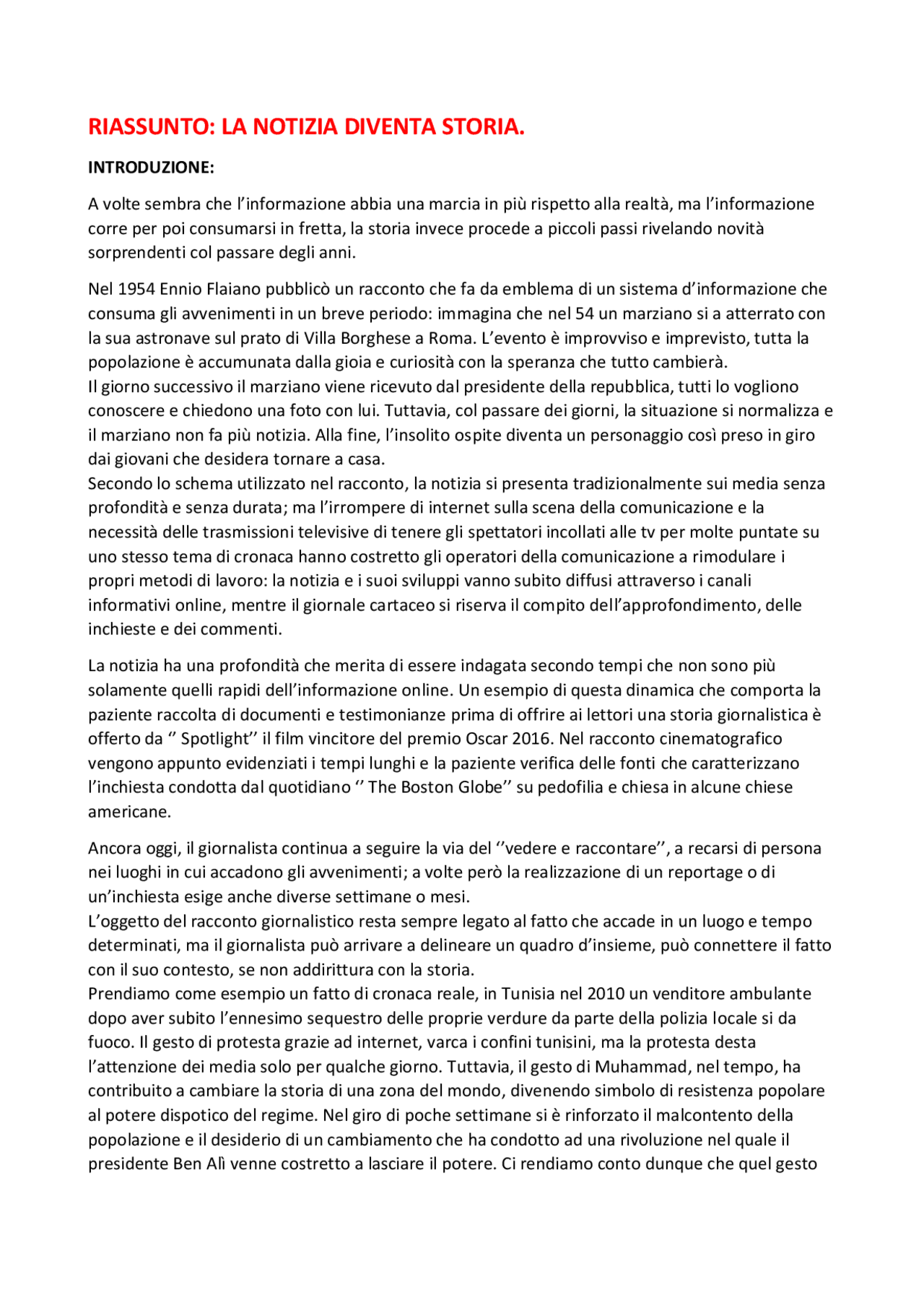 Riassunto La Notizia Diventa Storia Giuseppe Di Fazio Docsity