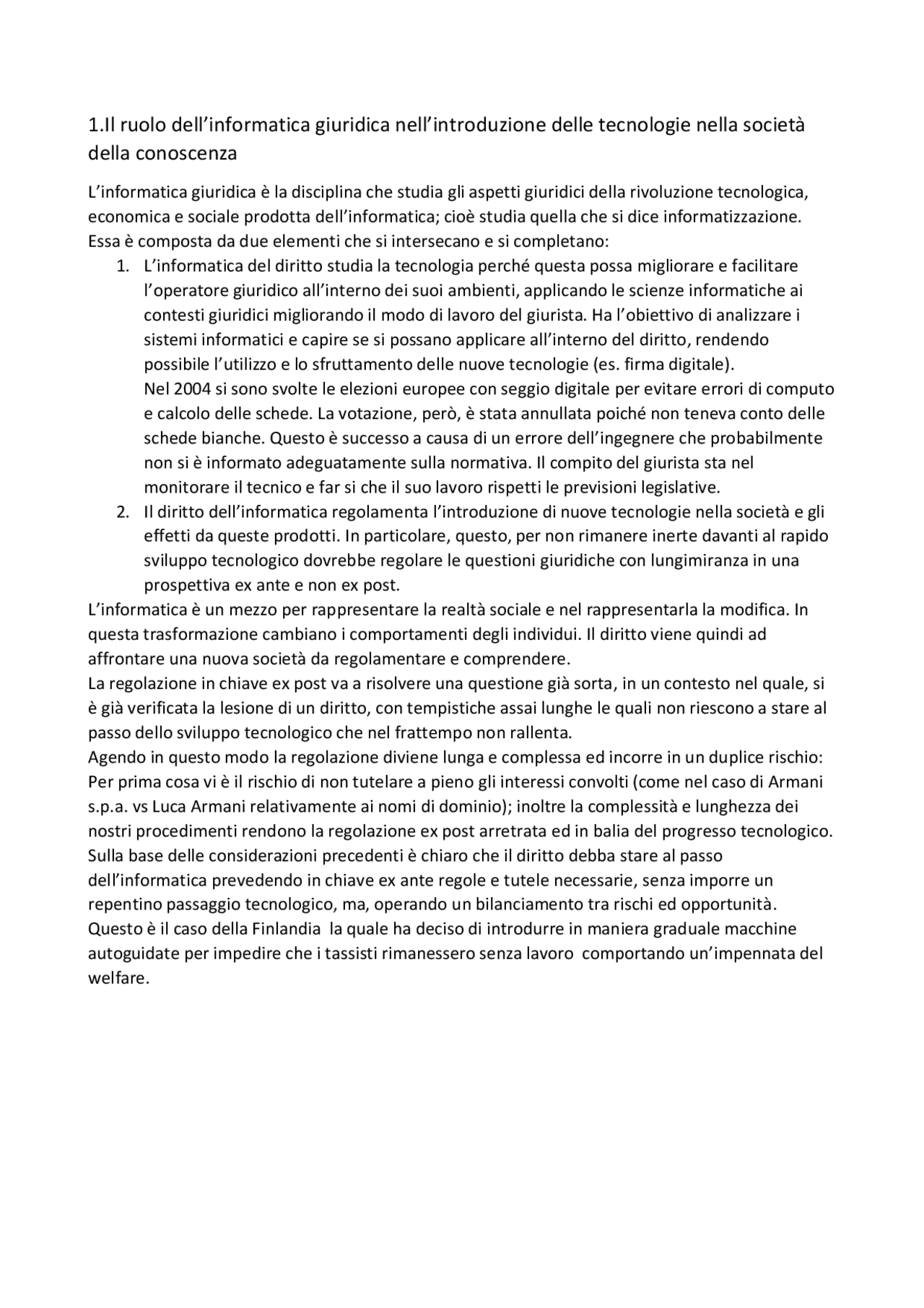 Risposte Alle Domande Di Informatica Giuridica Docsity