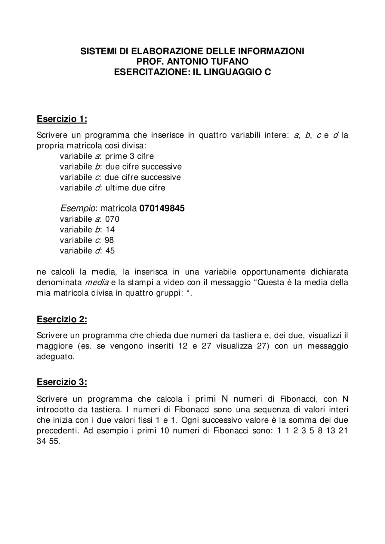 Elaborato ALGORITMI-LINGUAGGIO C - Docsity