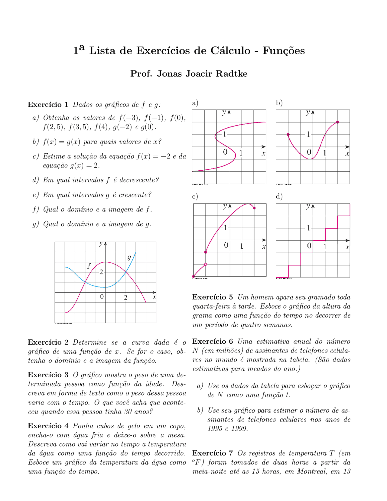 Lista de Exercícios Calculo II - Docsity