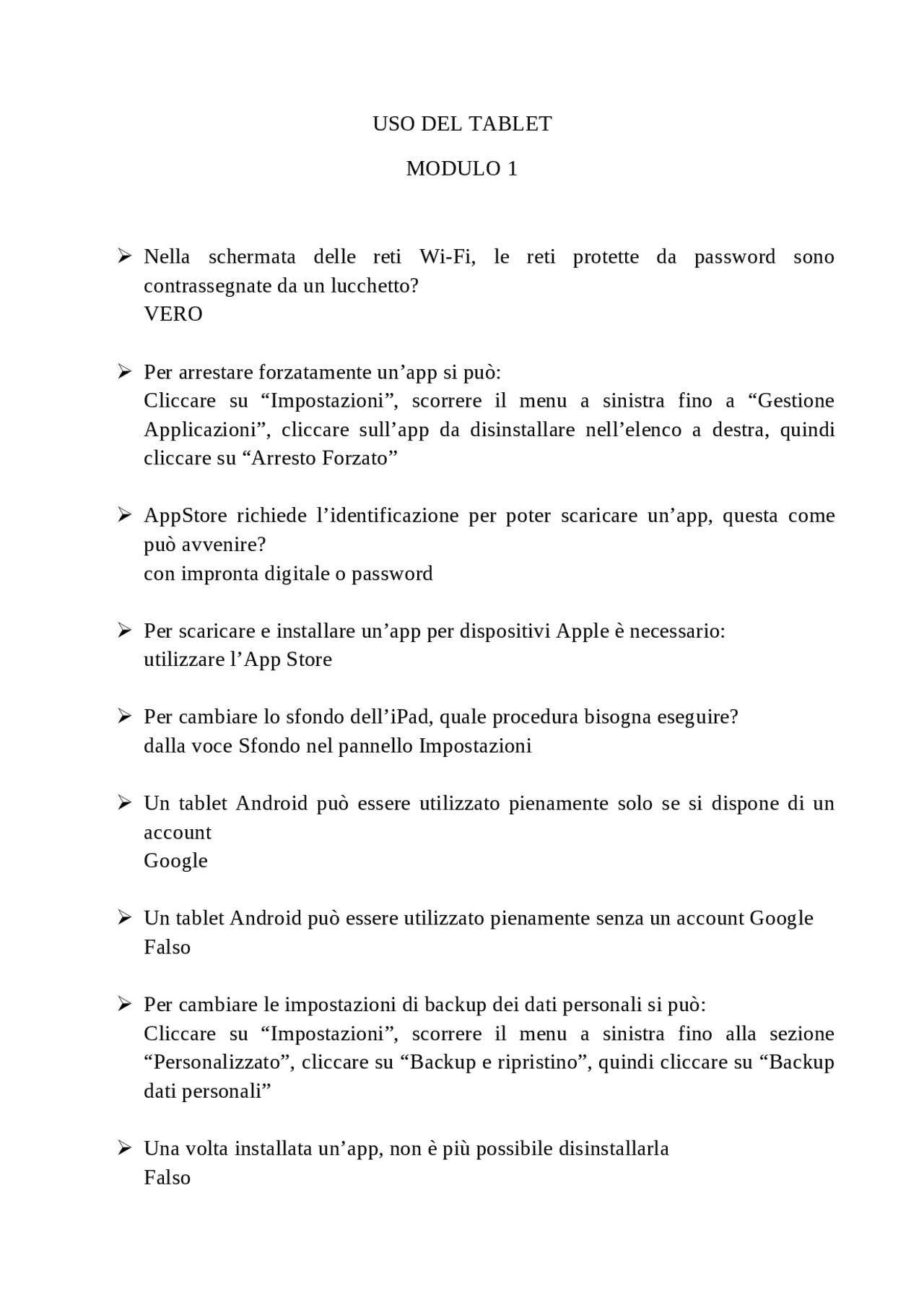 EIPASS USO DEL TABLET - Docsity