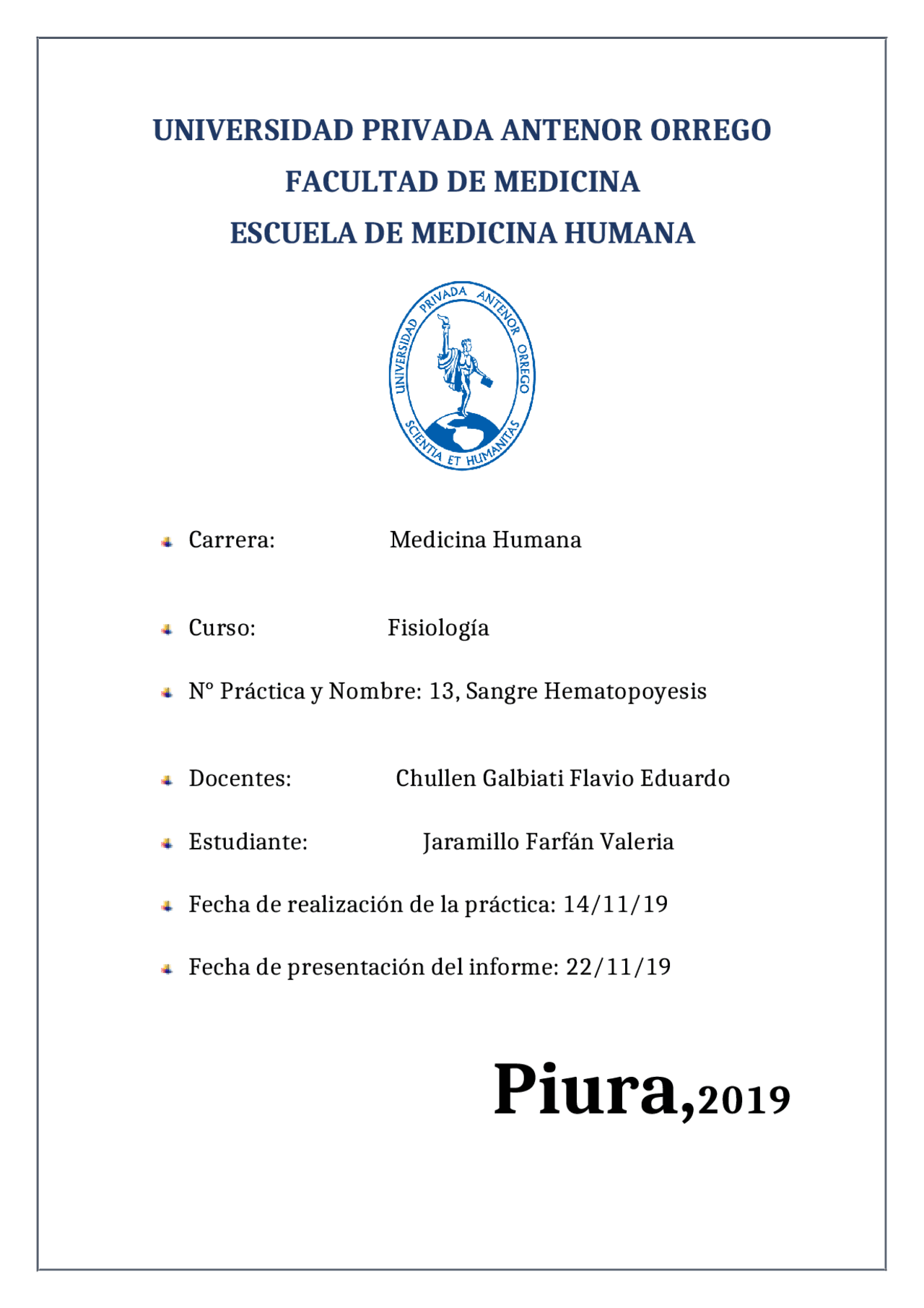 Informes de practicas de laboratorio semana 13 - Docsity