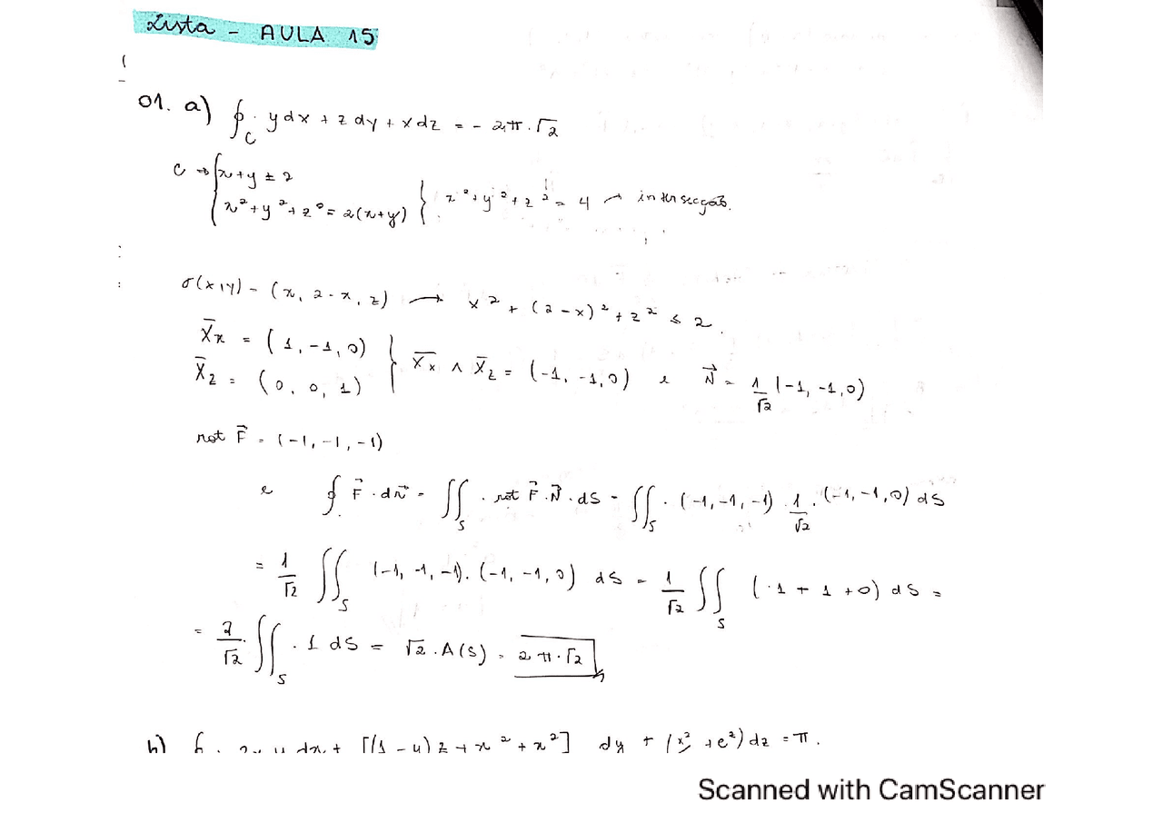 Calculo Iii Lista Exercícios De Calculo Iii Resolvidos Docsity