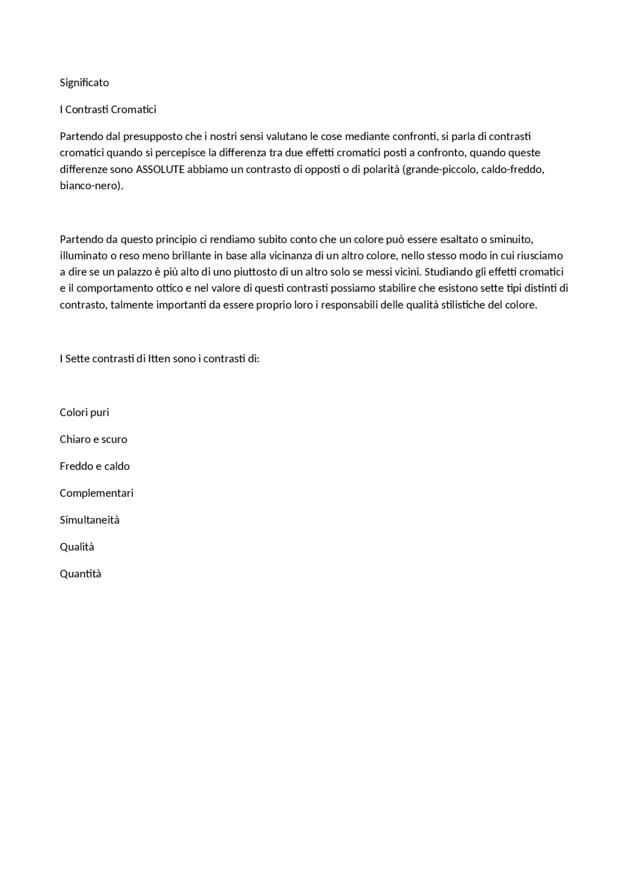I Sette Contrasti Cromatici Appunti Di Arte Docsity