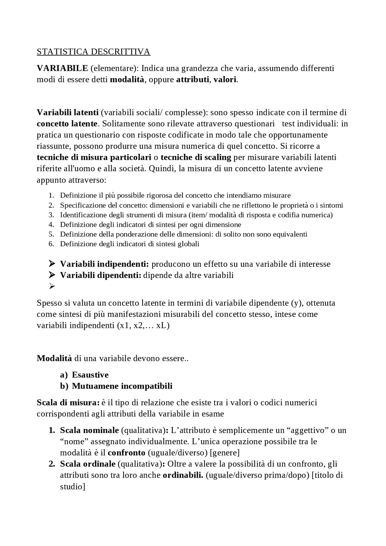 Statistica Descrittiva Docsity