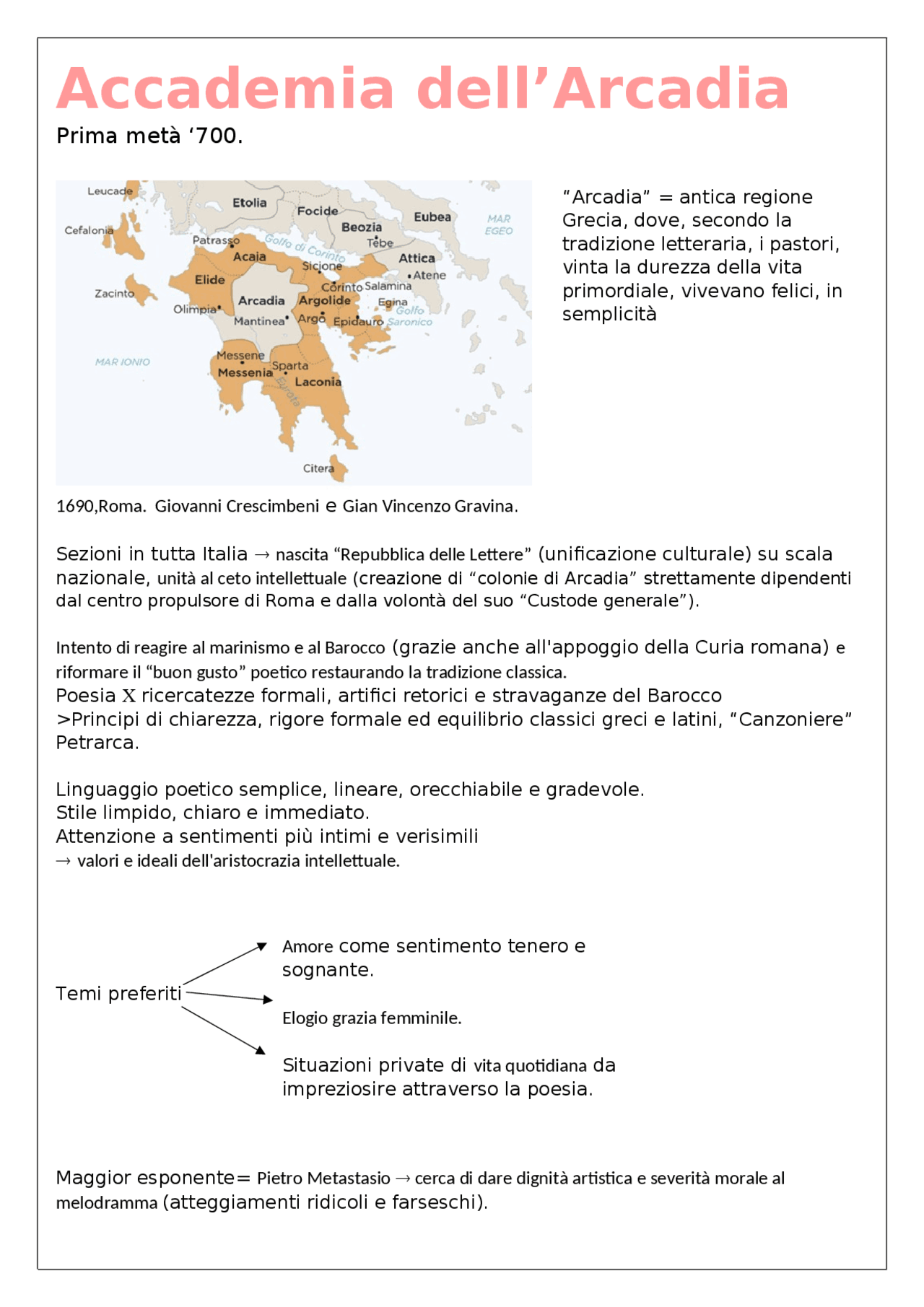 Accademia dell'Arcadia, Neoclassicismo; Preromanticismo. - Docsity