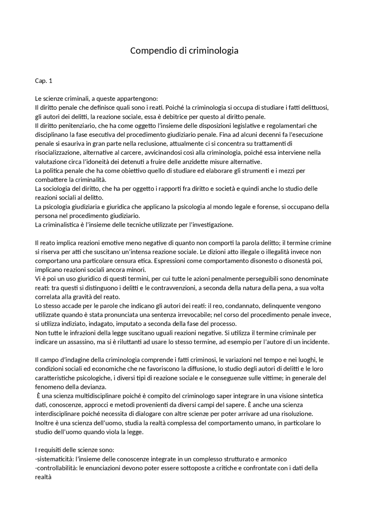 Compendio Di Criminologia Docsity