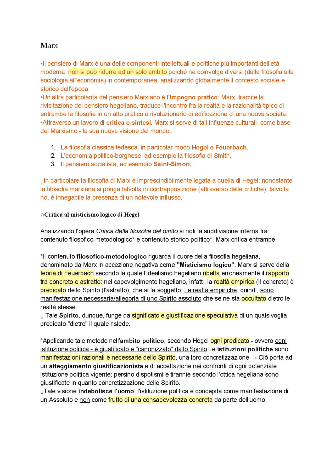Sintesi Marx In Pillole Docsity