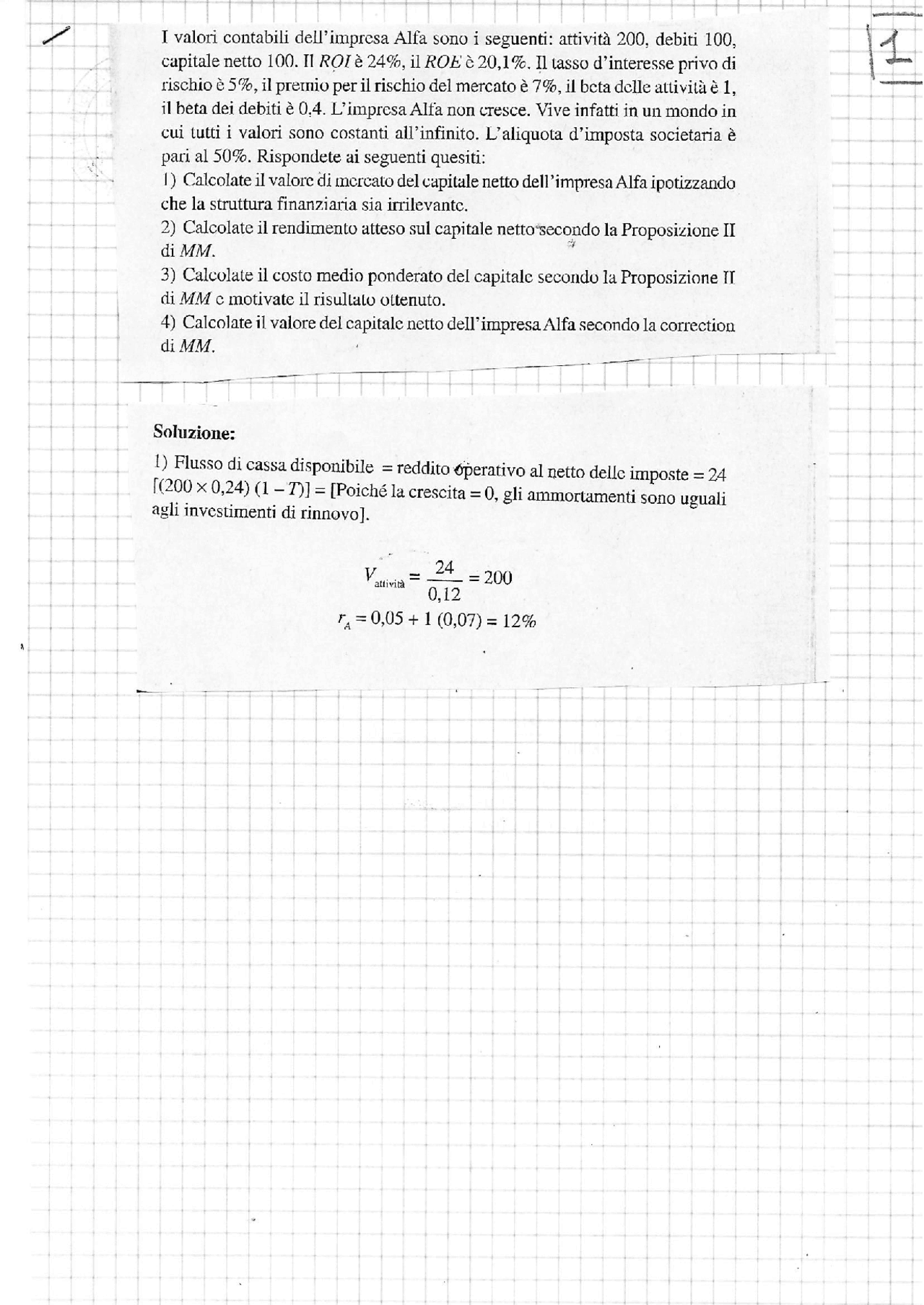 Esercizio Di Finanza Docsity