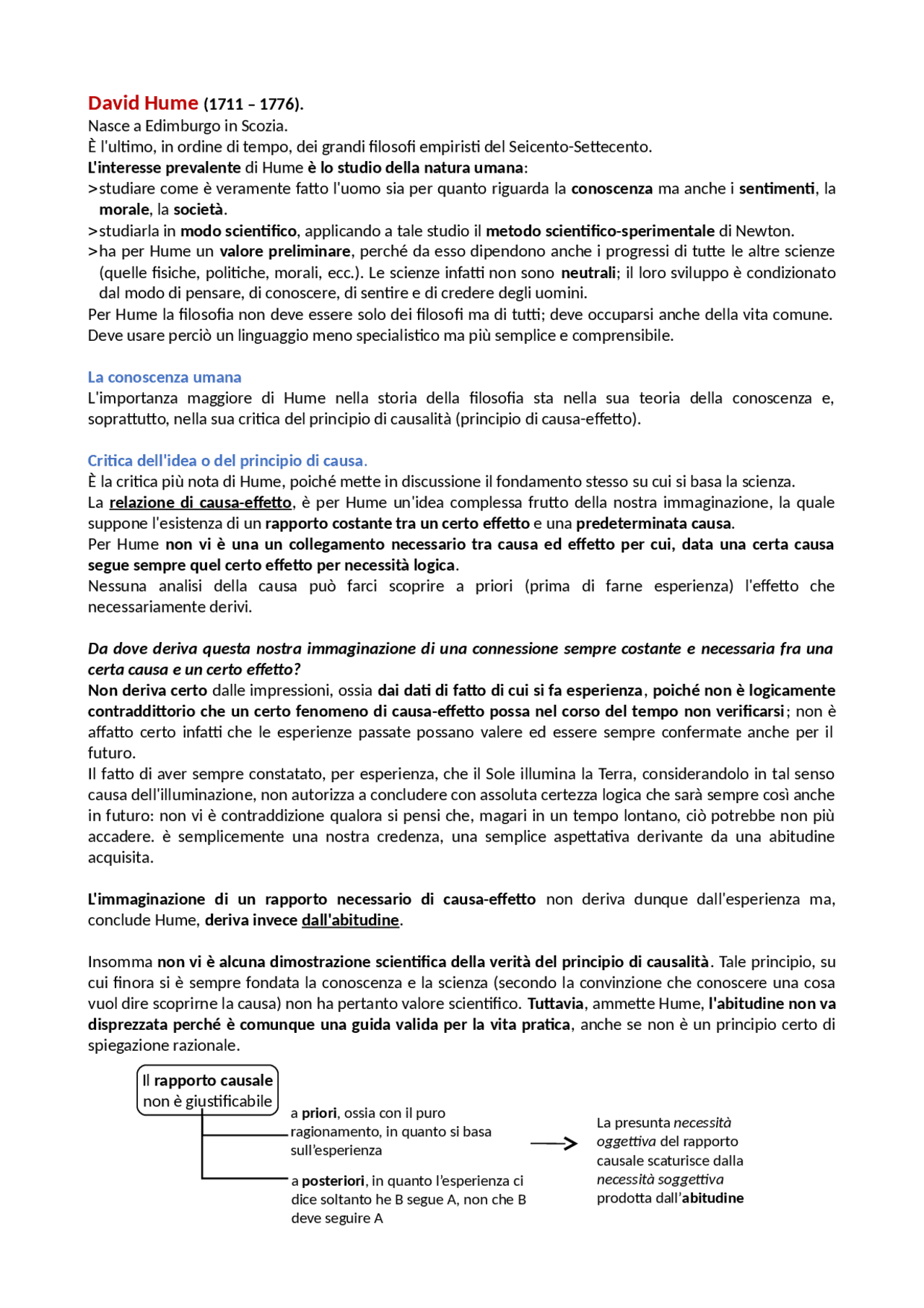 Appunti Di Filosofia Su Hume Docsity